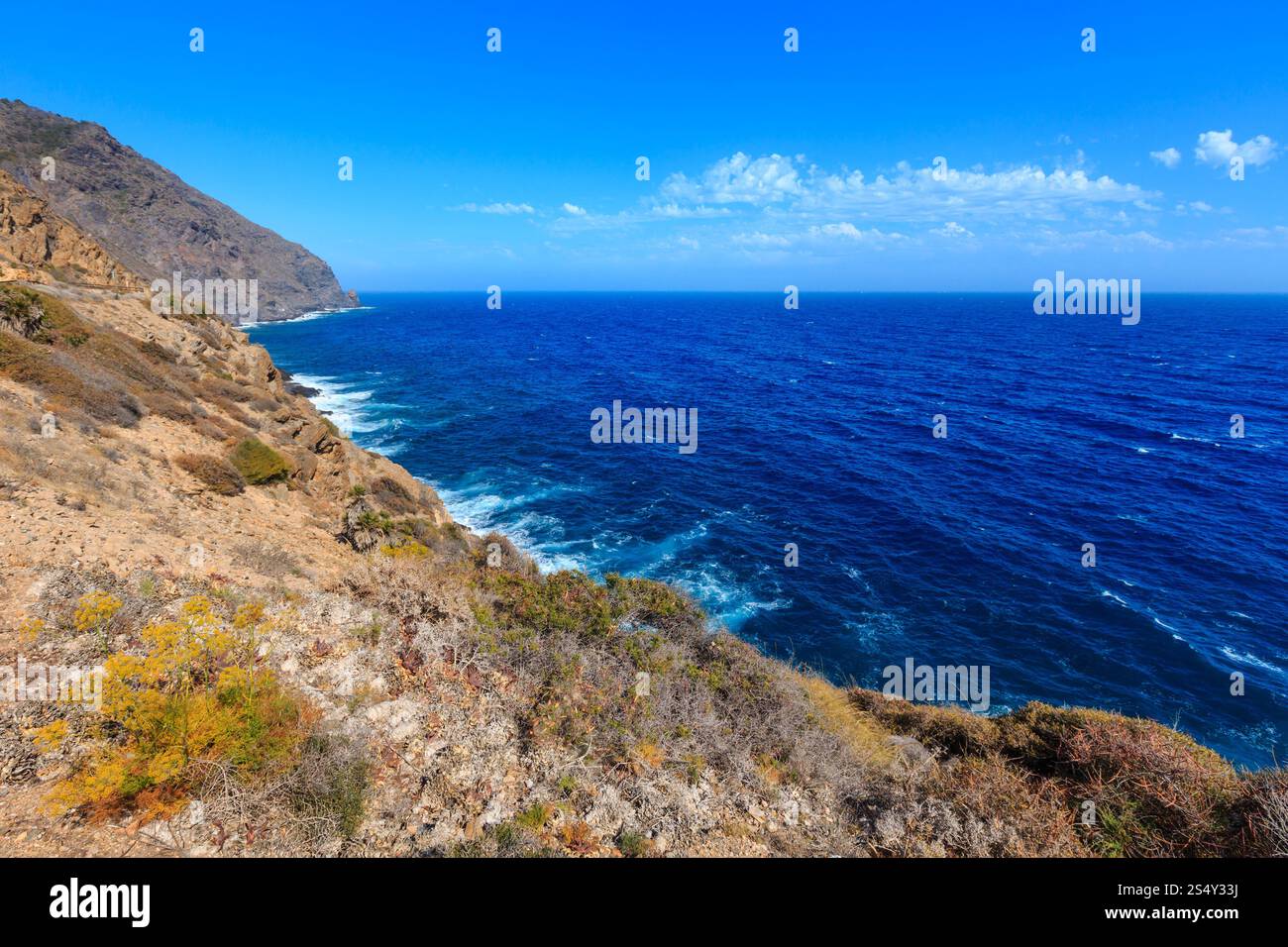Mediterranean sea summer rocky coast view (Portman bay, Costa Blanca ...