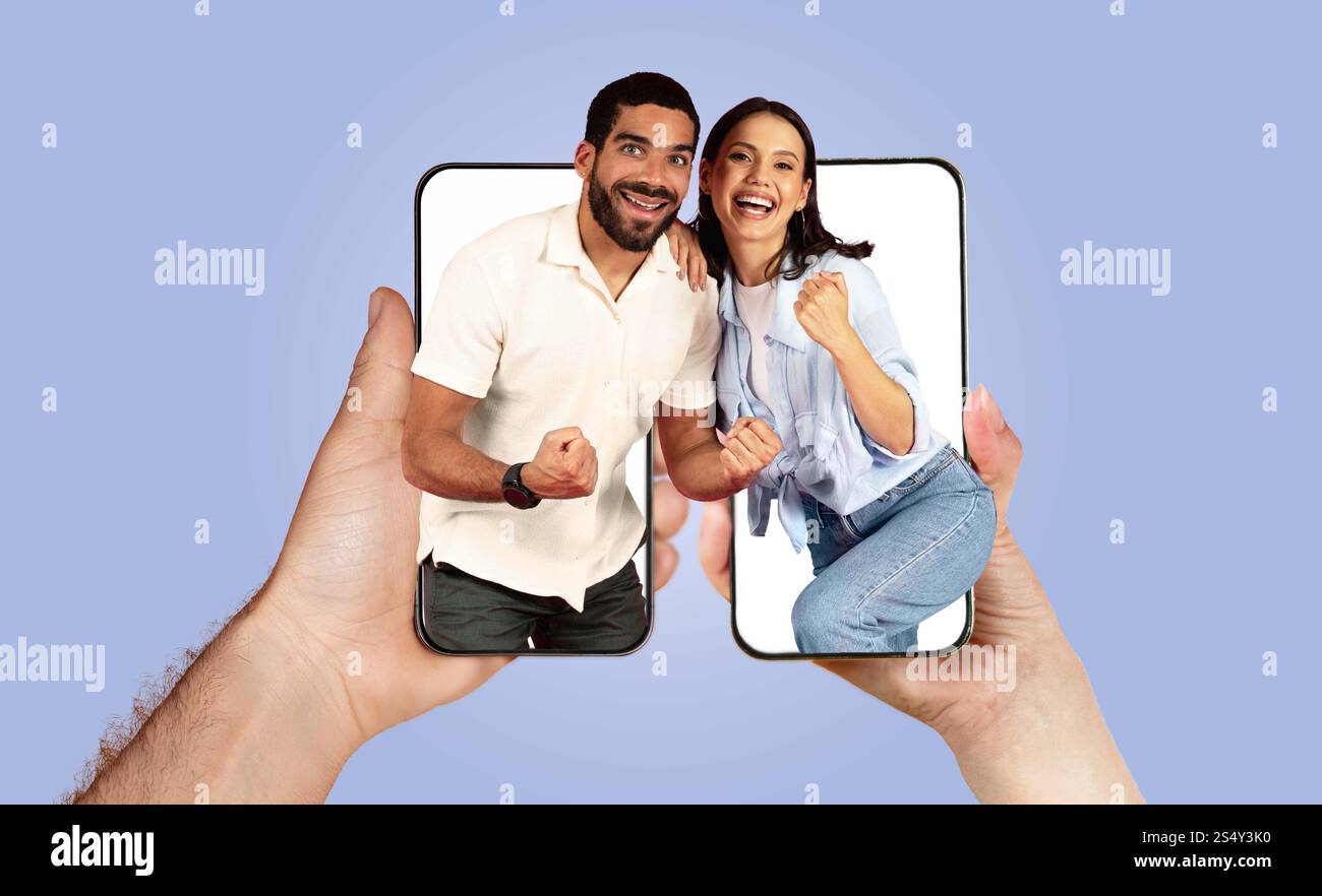 Couple connecting through technology: celebrating love and ...