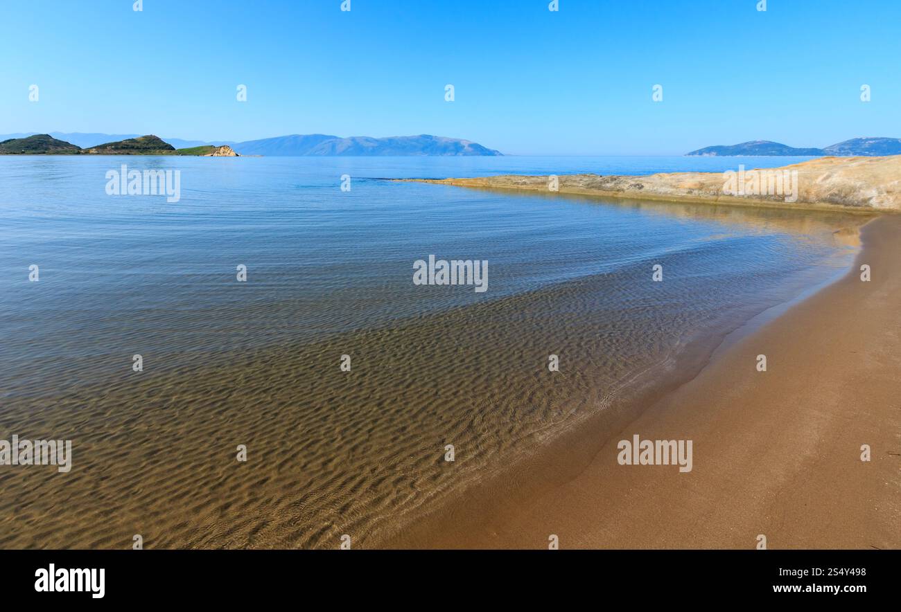 Sandy beach morning landscape (Narta Lagoon, Vlore, Albania Stock Photo ...