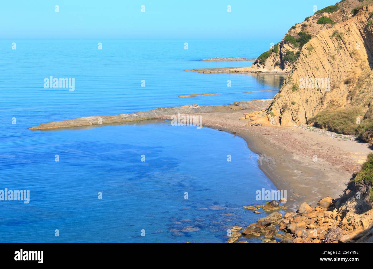 Morning sea rocky coast landscape (Narta Lagoon, Vlore, Albania Stock ...