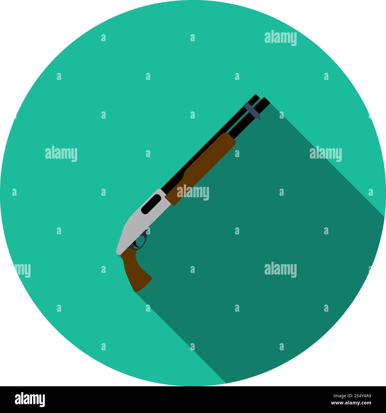 Pump-action Shotgun Icon. Flat Circle Stencil Design With Long Shadow ...