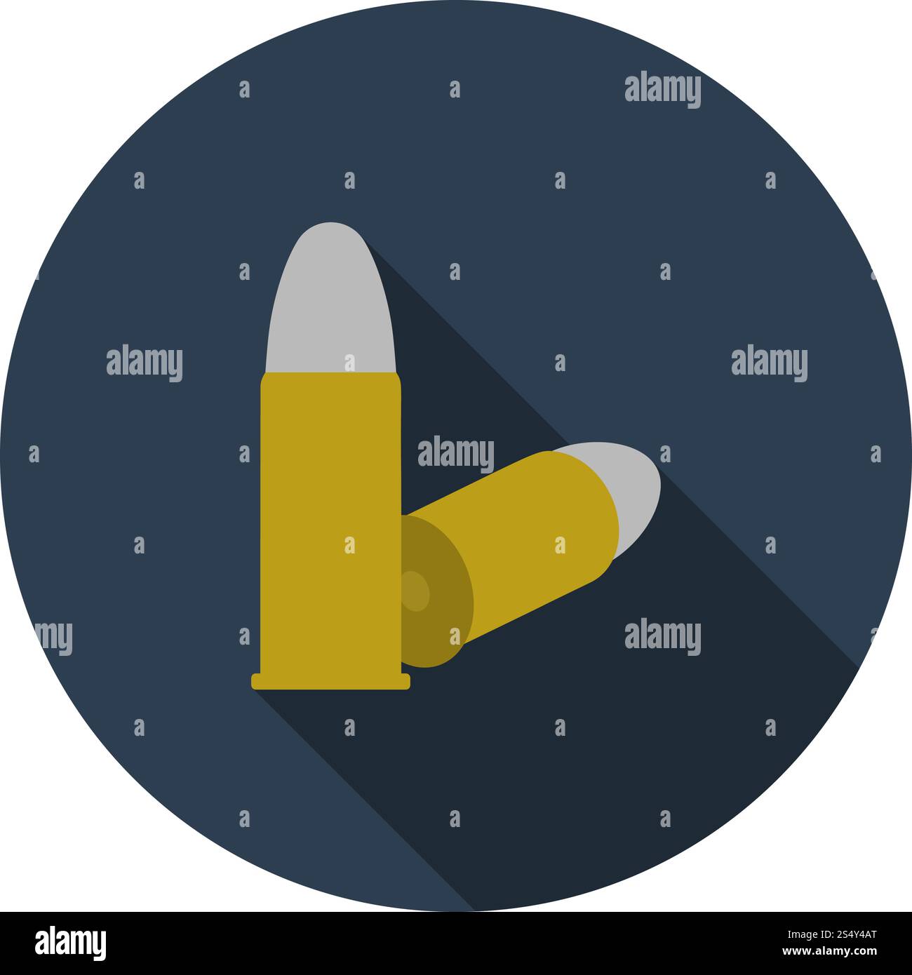 Pistol Bullets Icon. Flat Circle Stencil Design With Long Shadow ...