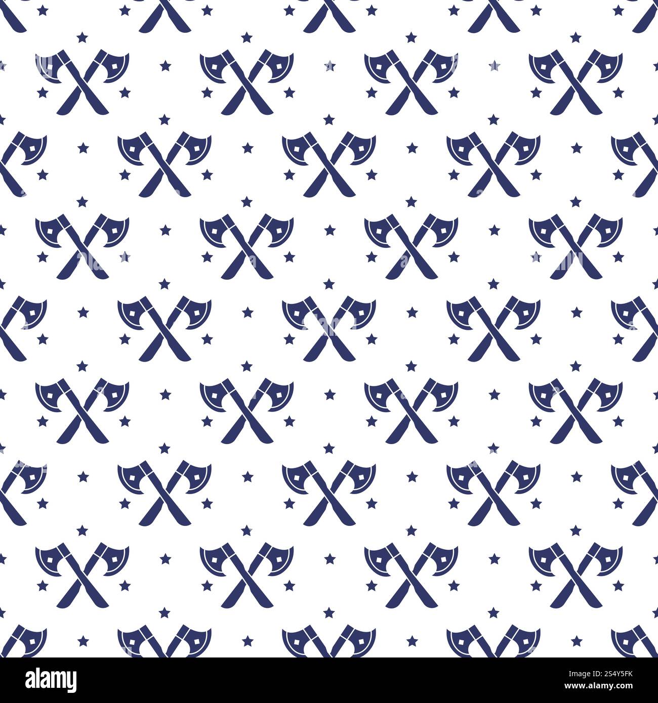 Stars and axes cross pon white seamless pattern background. Vector ...