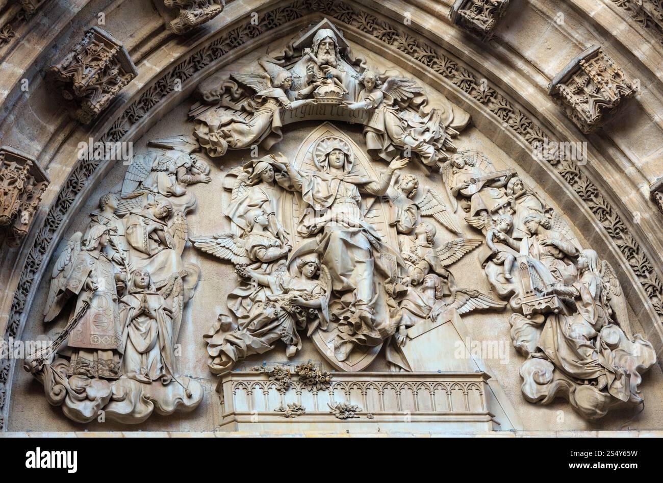 Architecture details over entrance door of Seville Cathedral (or ...