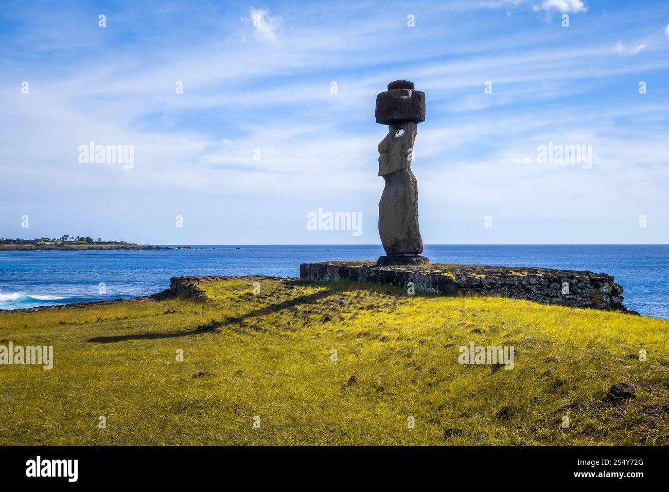 Moais statues, ahu ko te riku, easter island, Chile. Moais statues, ahu ...