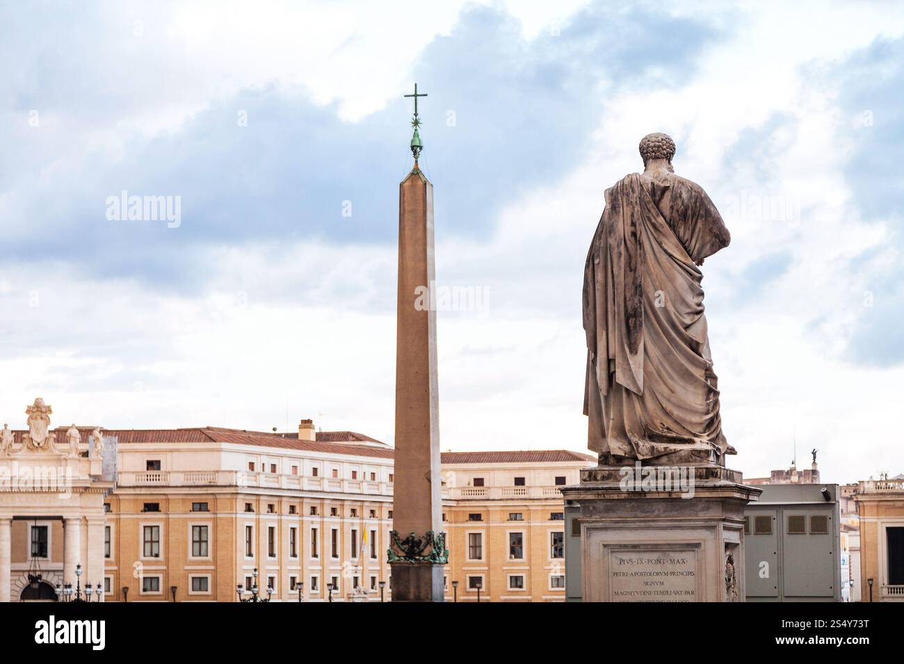 travel to Italy - view of statue the Apostle Peter and obelisk with ...