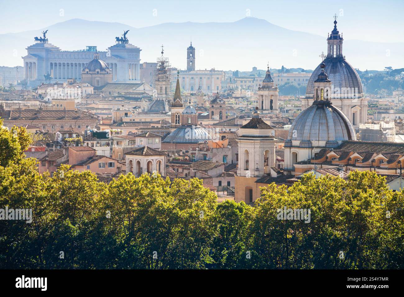 travel to Italy - above view of historic center of Rome city in side of ...