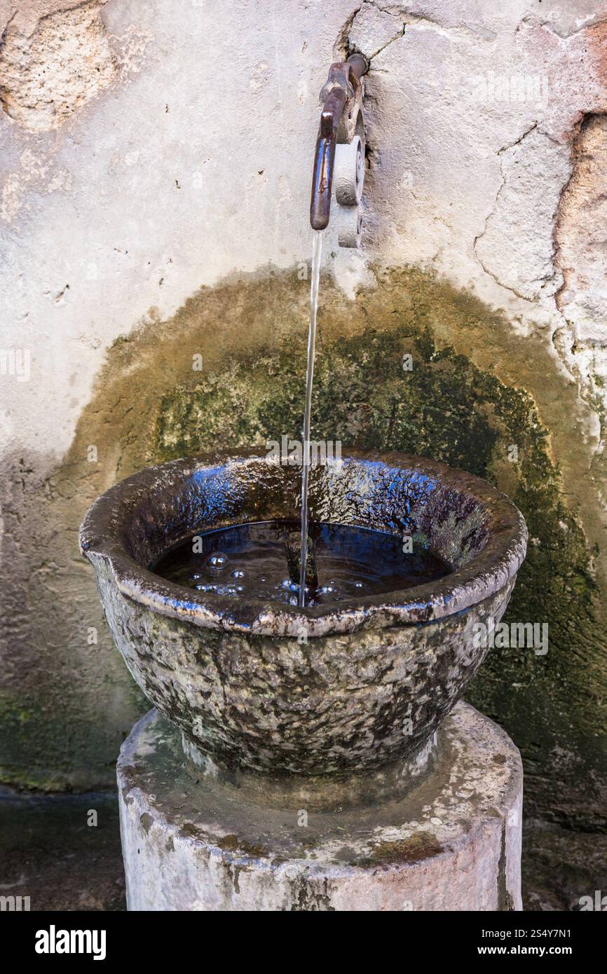 travel to Italy - ancient basin with water on street in Rome city Stock ...