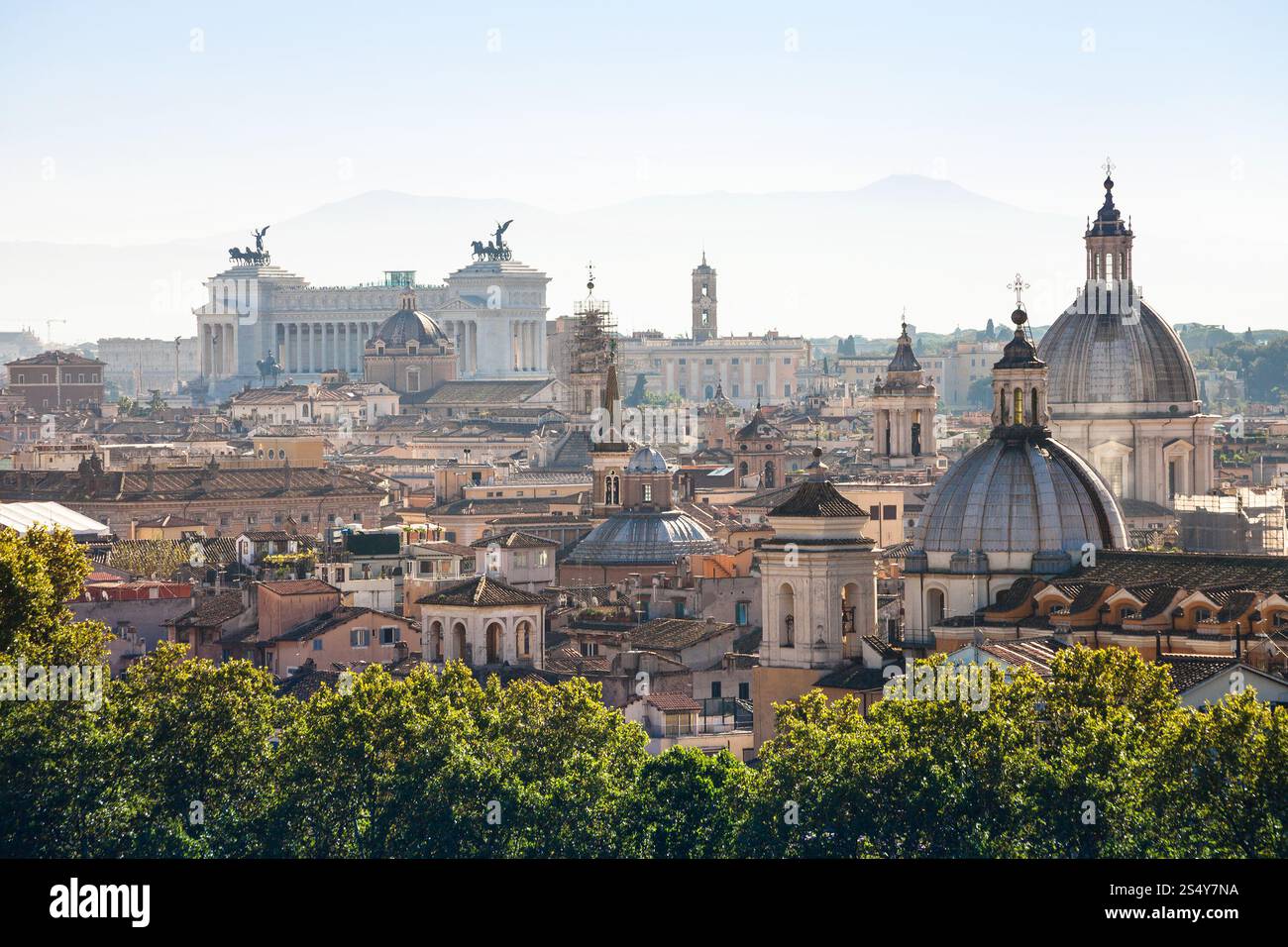 travel to Italy - above view of ancient center of Rome city in side of Capitoline Hill from ...