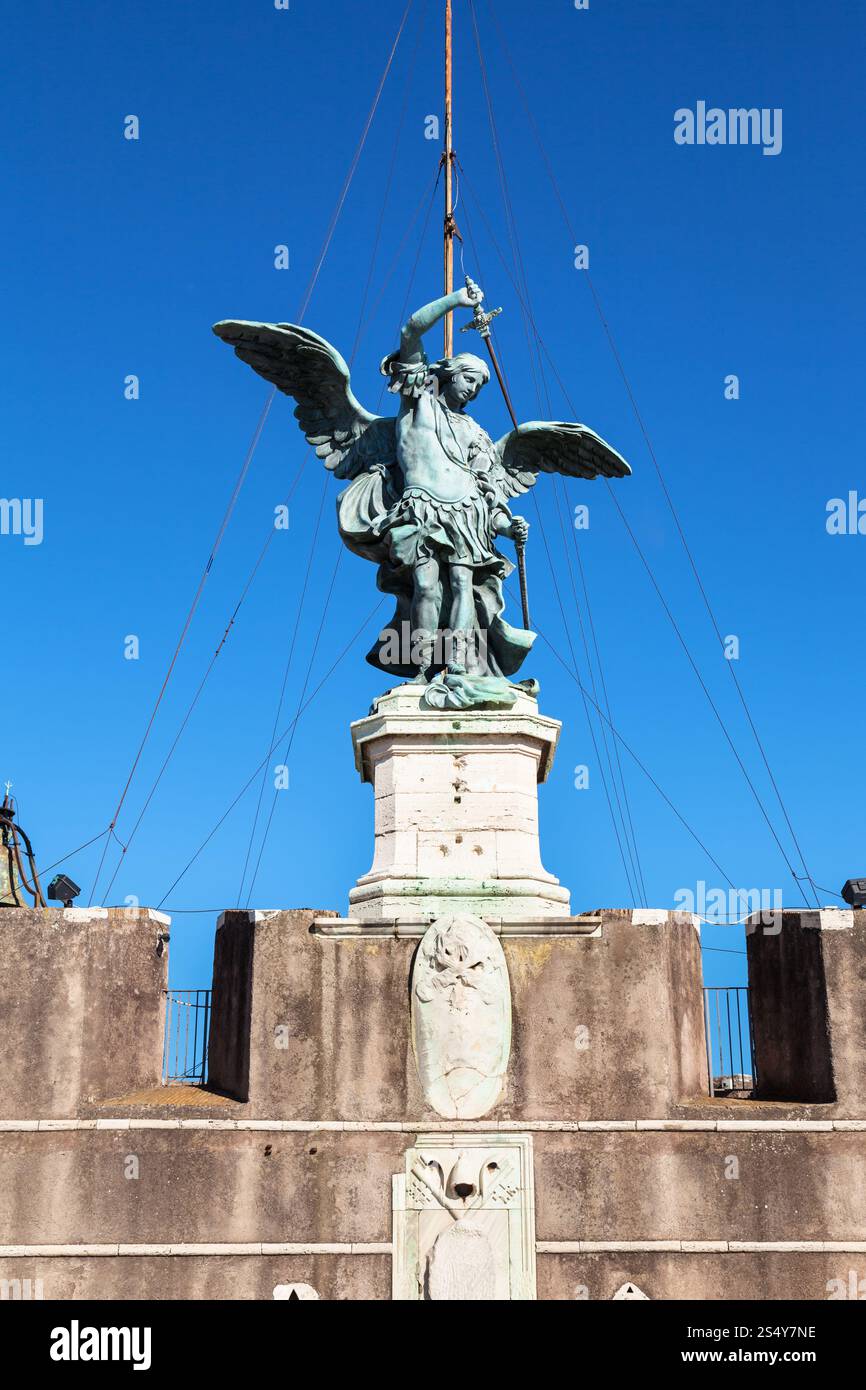 travel to Italy - statue of Michael the Archangel on top of Castle of ...