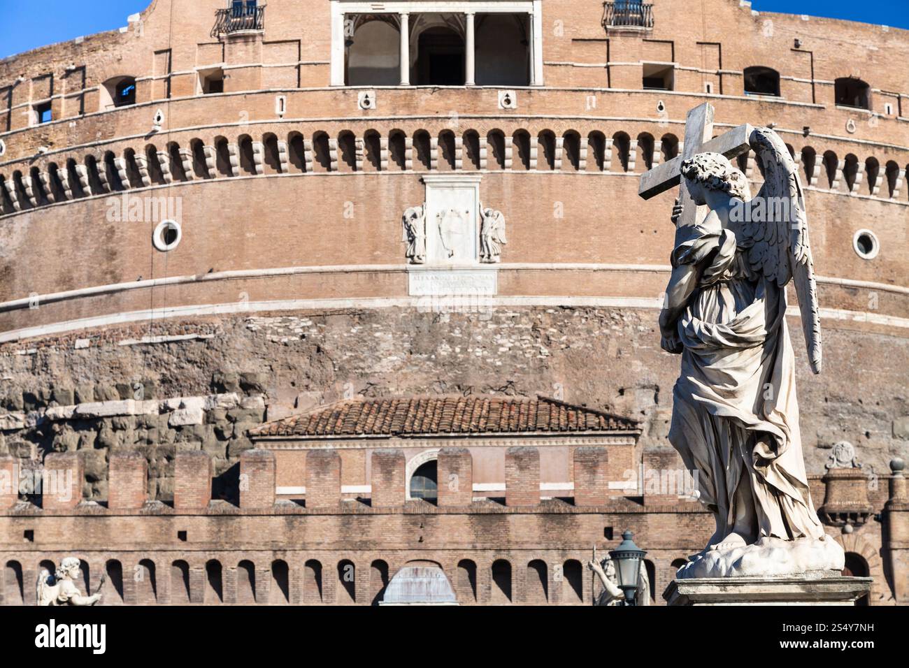 travel to Italy - statue of Angel on bridge Ponte Sant Angelo near ...
