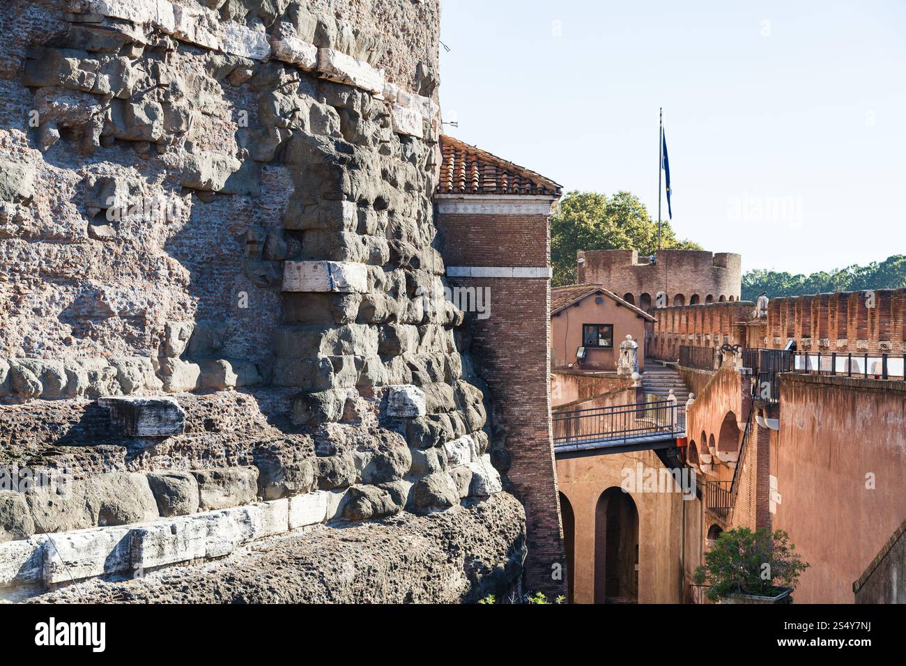travel to Italy - ancient stone walls of Castel Sant Angelo (Castle of ...