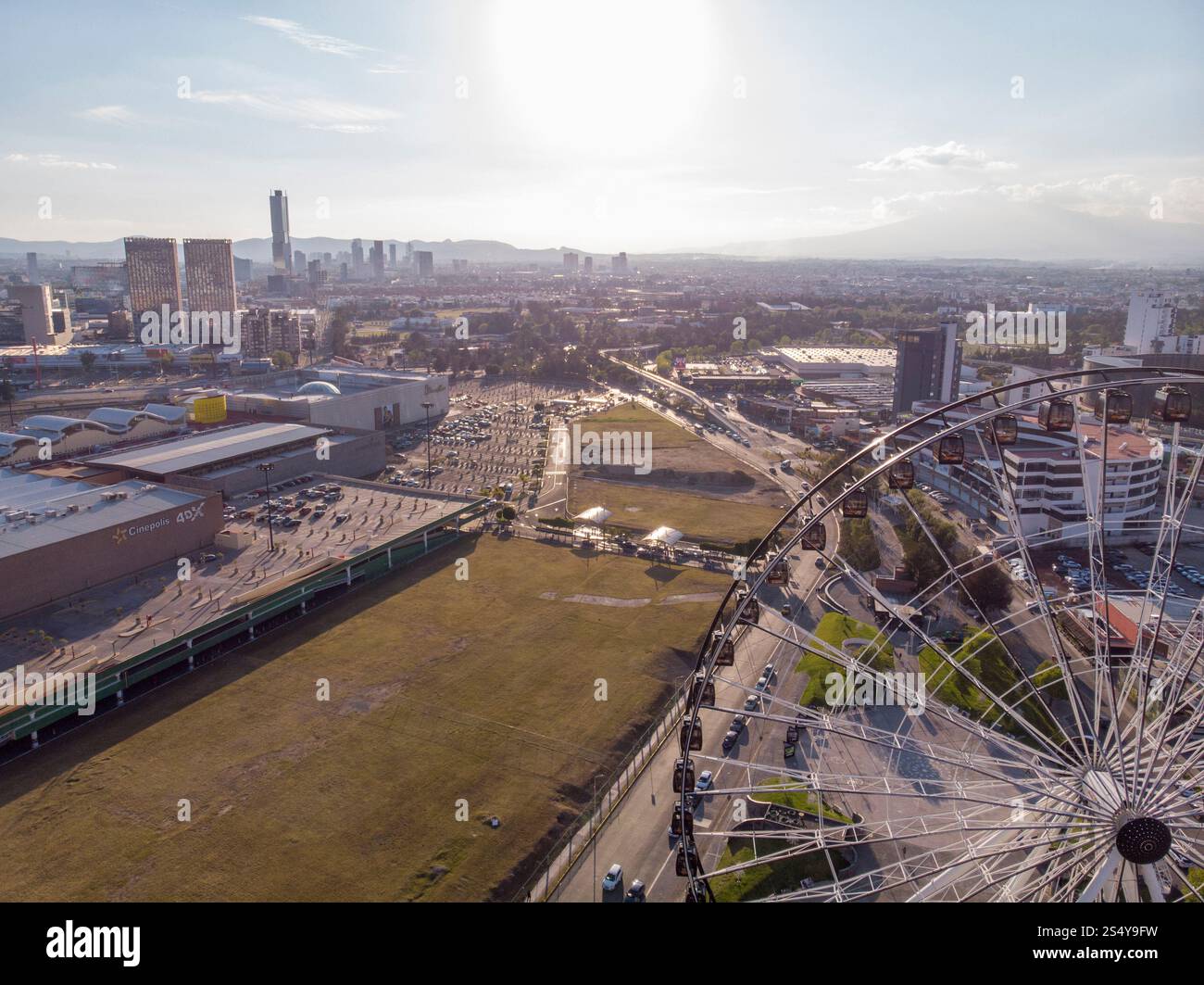 Aerial Drone Video of Angelopolis Business district in Puebla city ...
