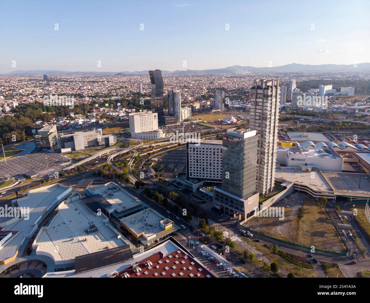 Aerial Drone Video of Angelopolis Business district in Puebla city ...