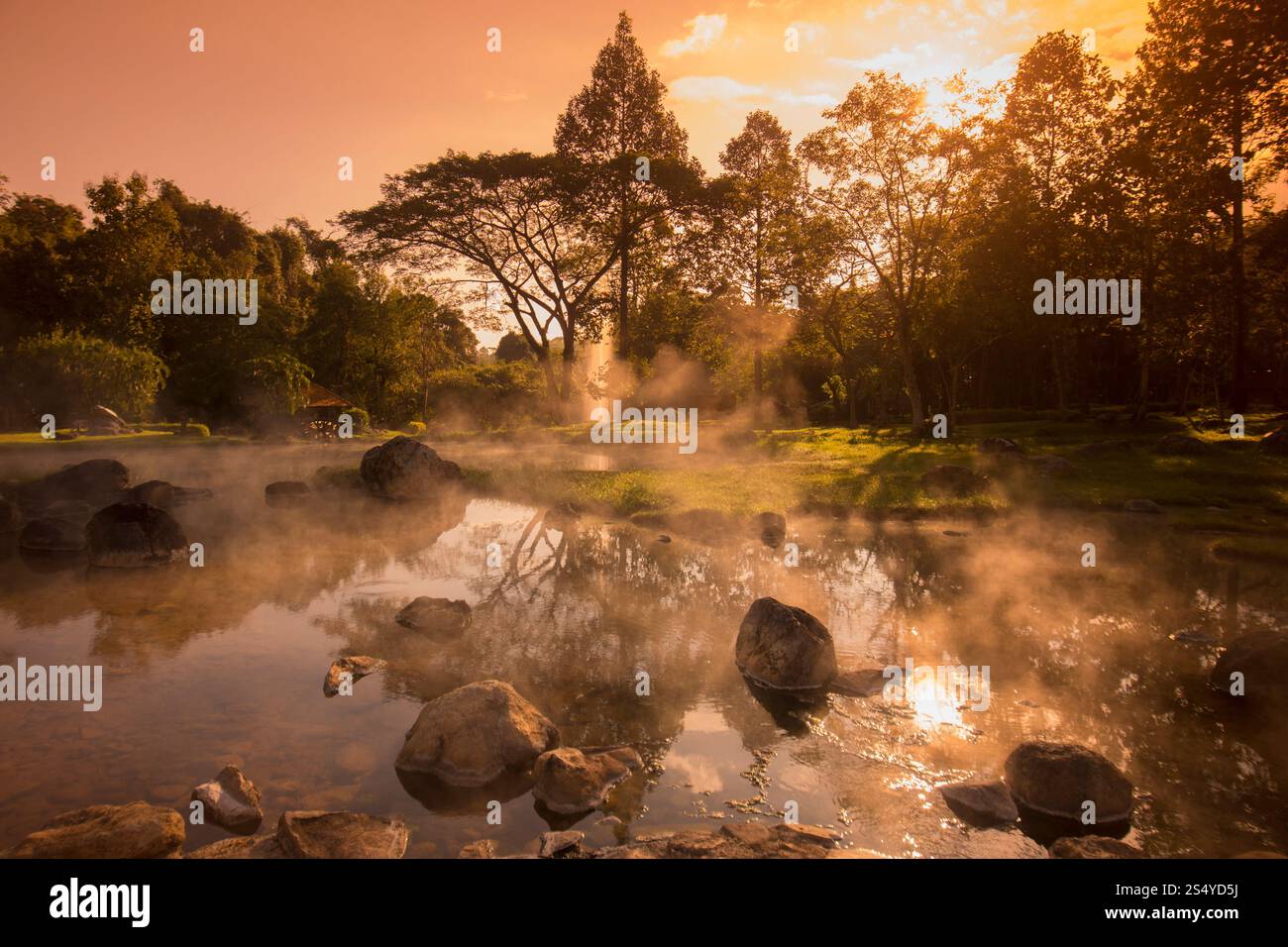 the hot springs in the nationalpark of Chae Son or Jaesorn north of the ...