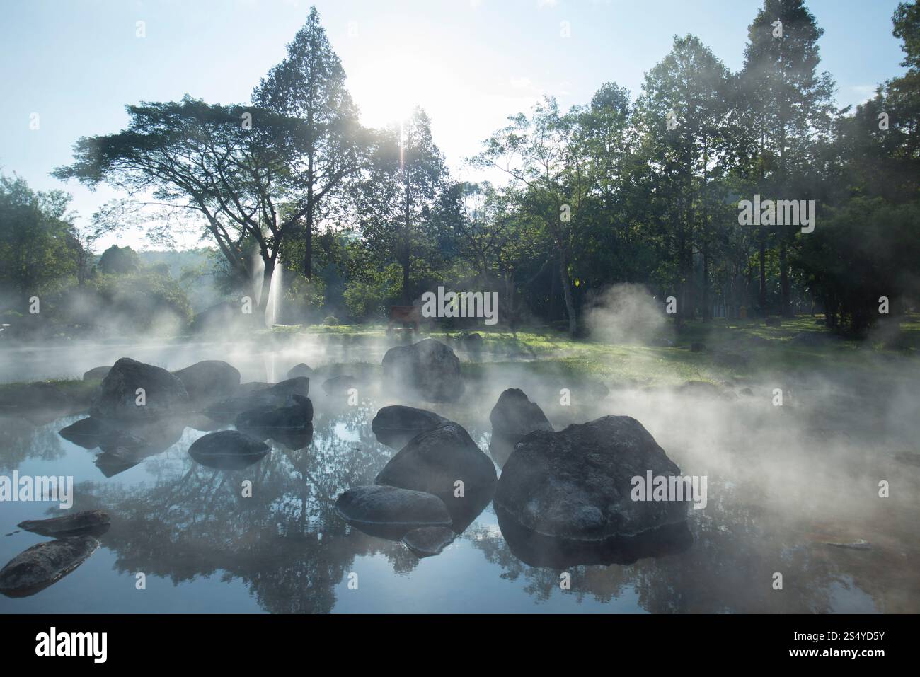 the hot springs in the nationalpark of Chae Son or Jaesorn north of the ...