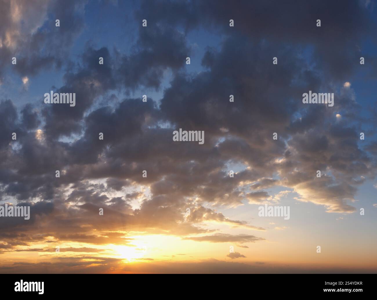 Evening sunset sky with clouds. Two shots composite panorama good for ...