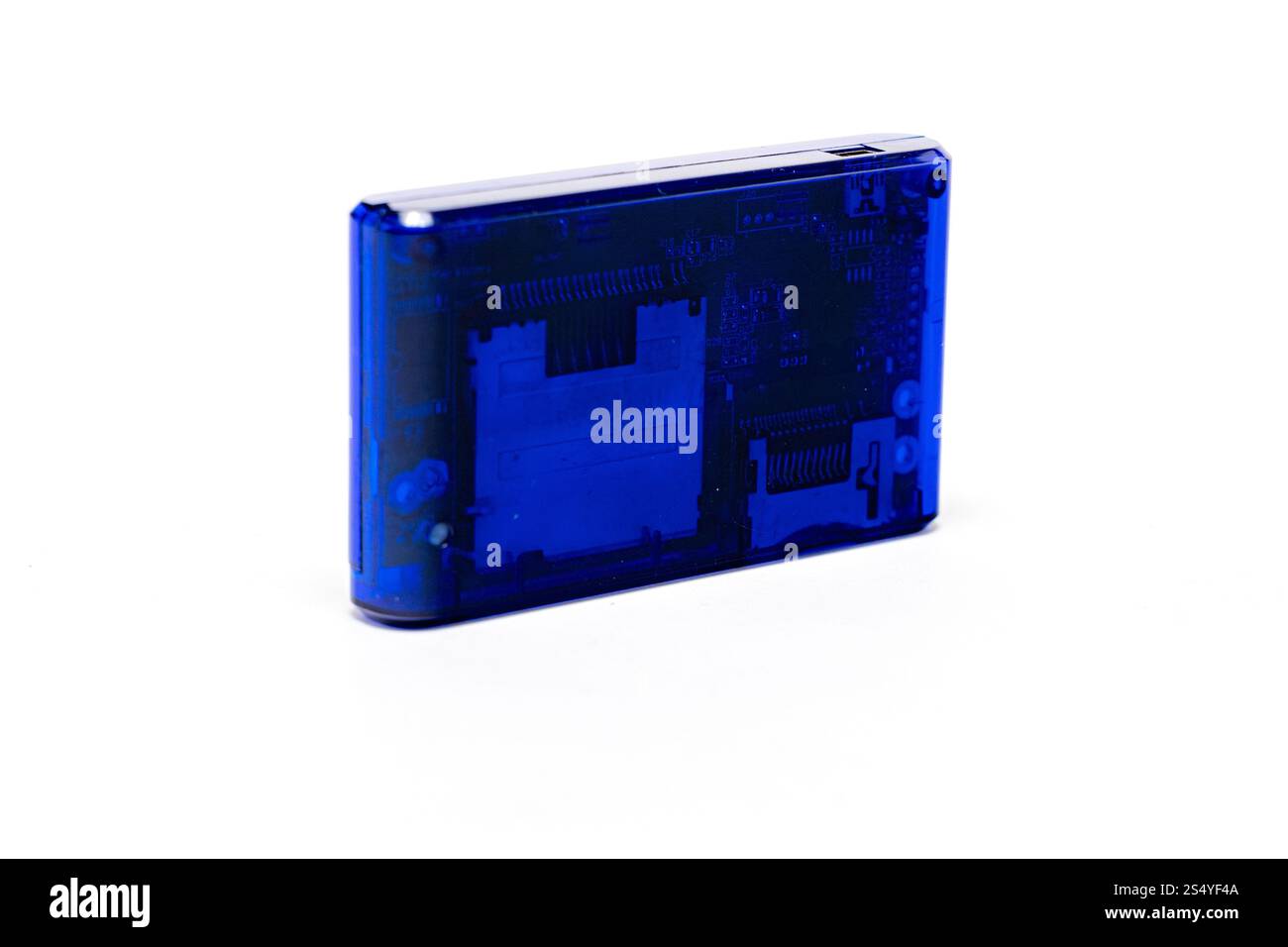 Blue transparent USB memory card reader with visible components inside Stock Photo - Alamy