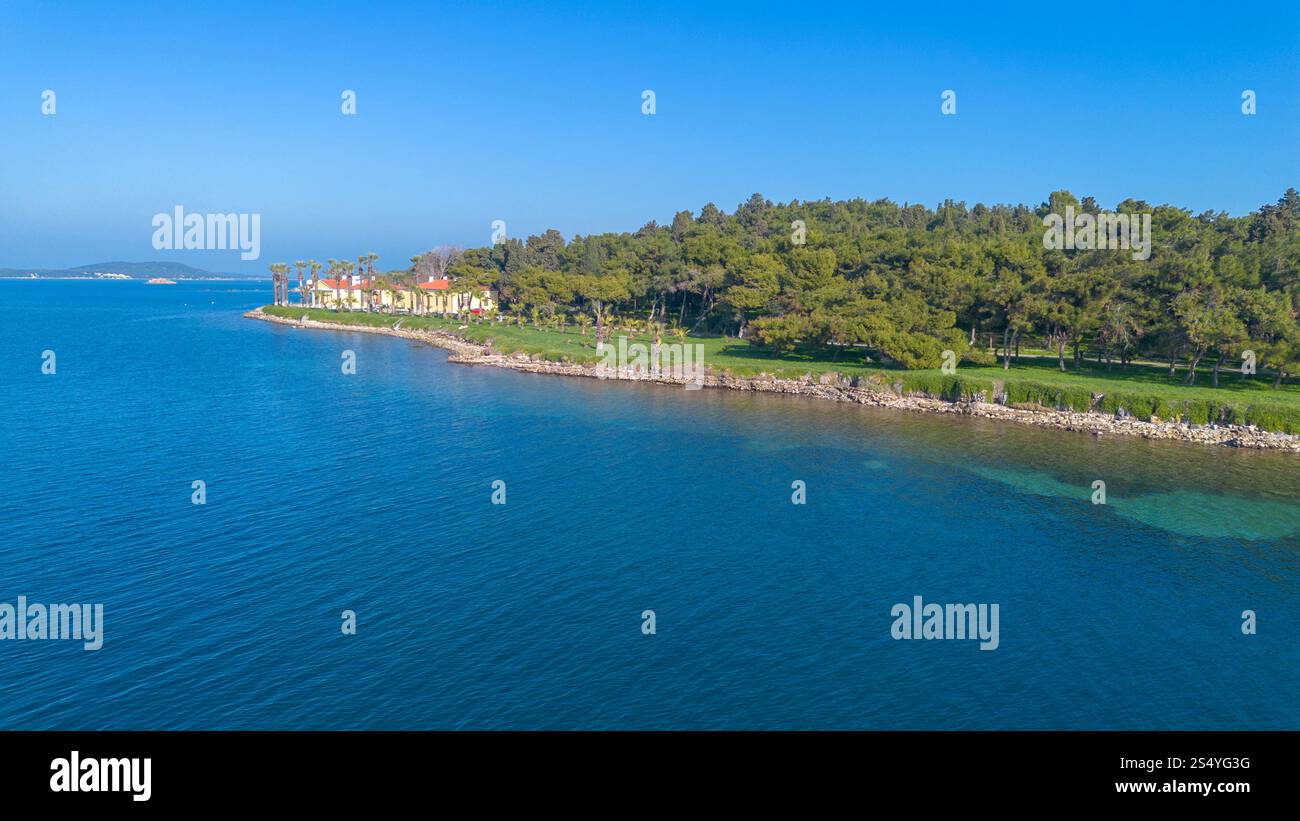 Aerial drone view of Urla district of Izmir, Turkey's third largest ...