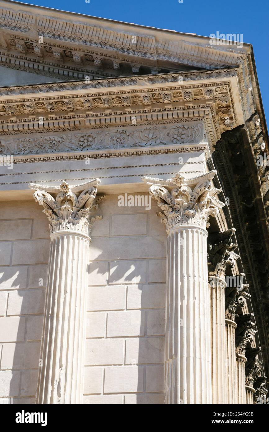 Travel to Provence, France - wall of Maison Carree ancient Roman temple ...