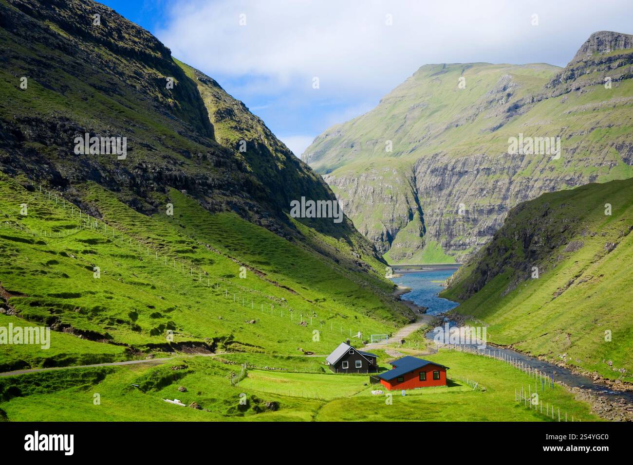Idyllic valley of Saksun, Faroe Islands Stock Photo - Alamy