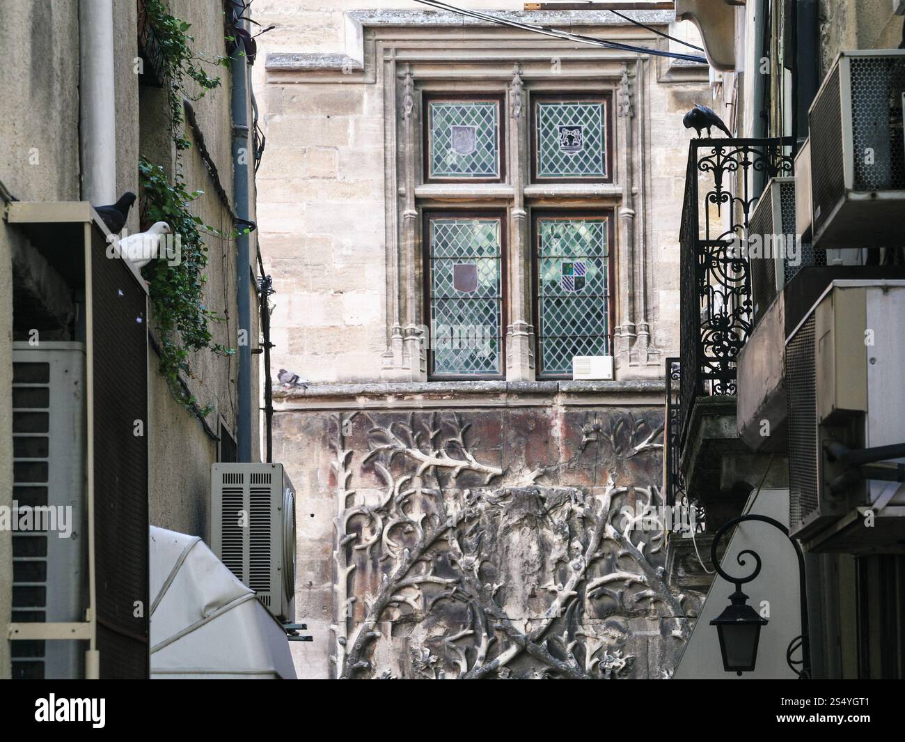 Travel to Provence, France - decorated window in medieval palace in ...