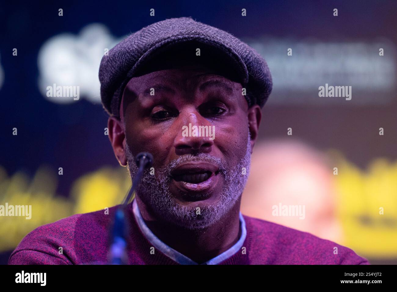 Lennox Lewis during a press conference at Outernet, London. Picture ...
