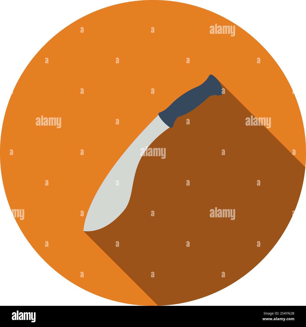 Machete Icon. Flat Circle Stencil Design With Long Shadow. Vector ...