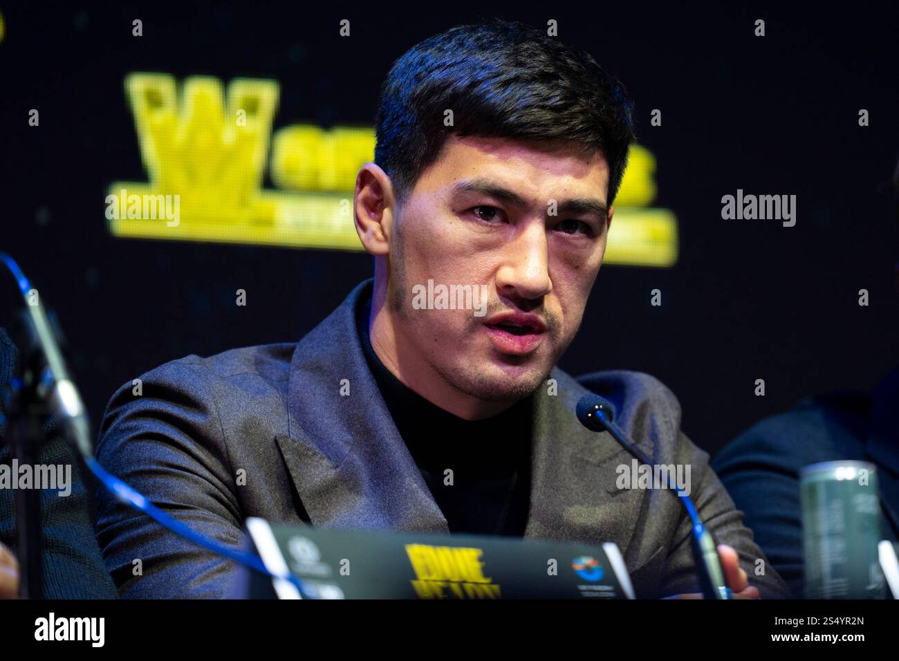 Dmitry Bivol during a press conference at Outernet, London. Picture date: Monday January 13 ...