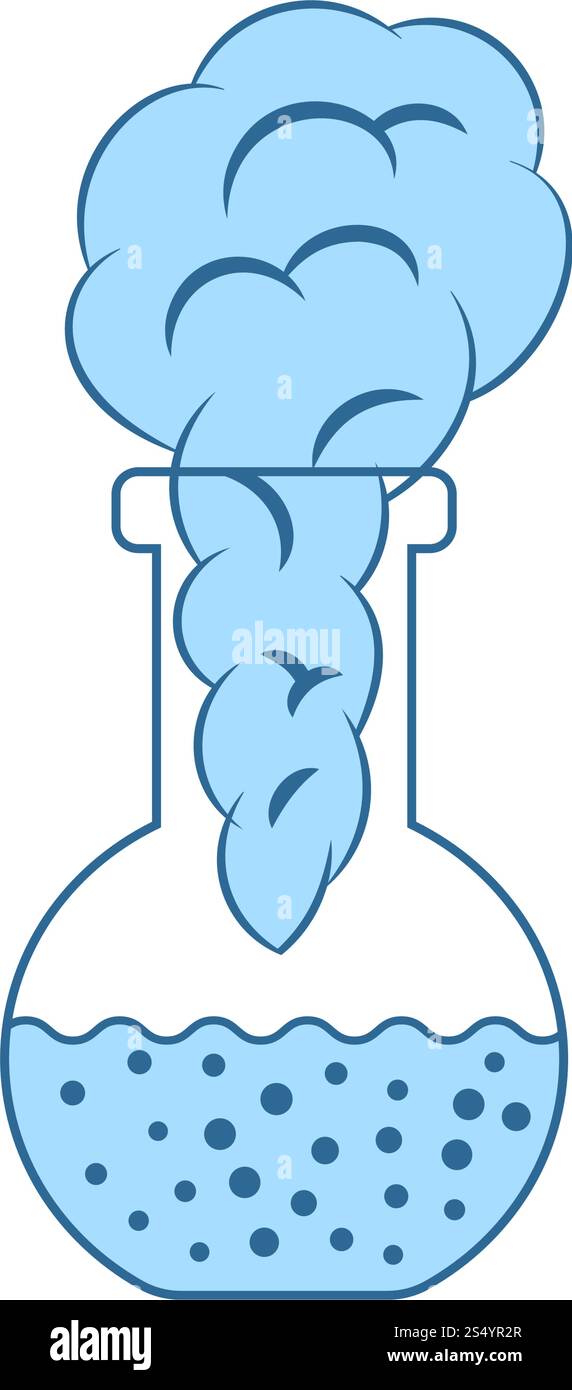 Icon Of Chemistry Bulb With Reaction Inside. Thin Line With Blue Fill ...