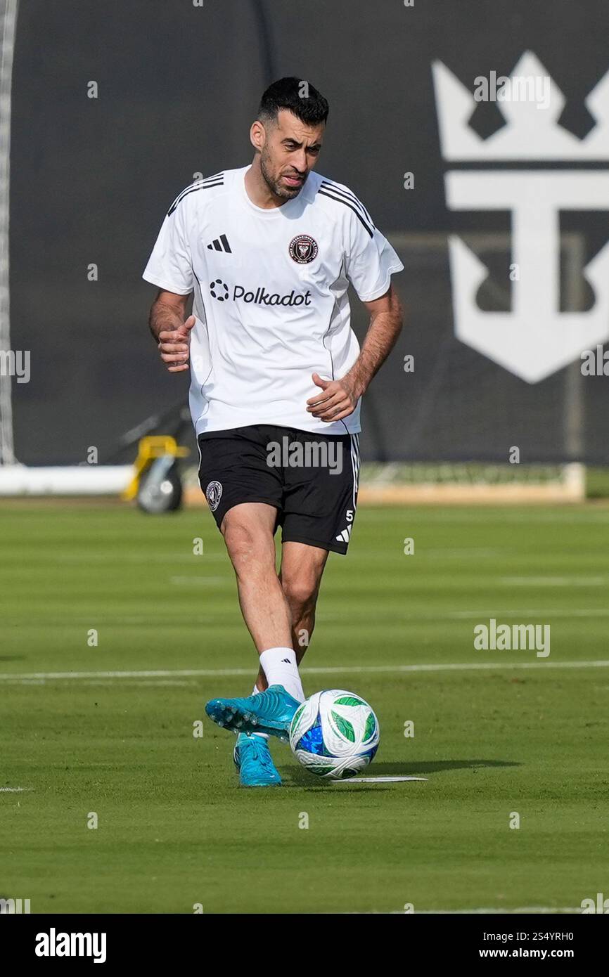 Inter Miami midfielder Sergio Busquets passes the ball during a soccer ...