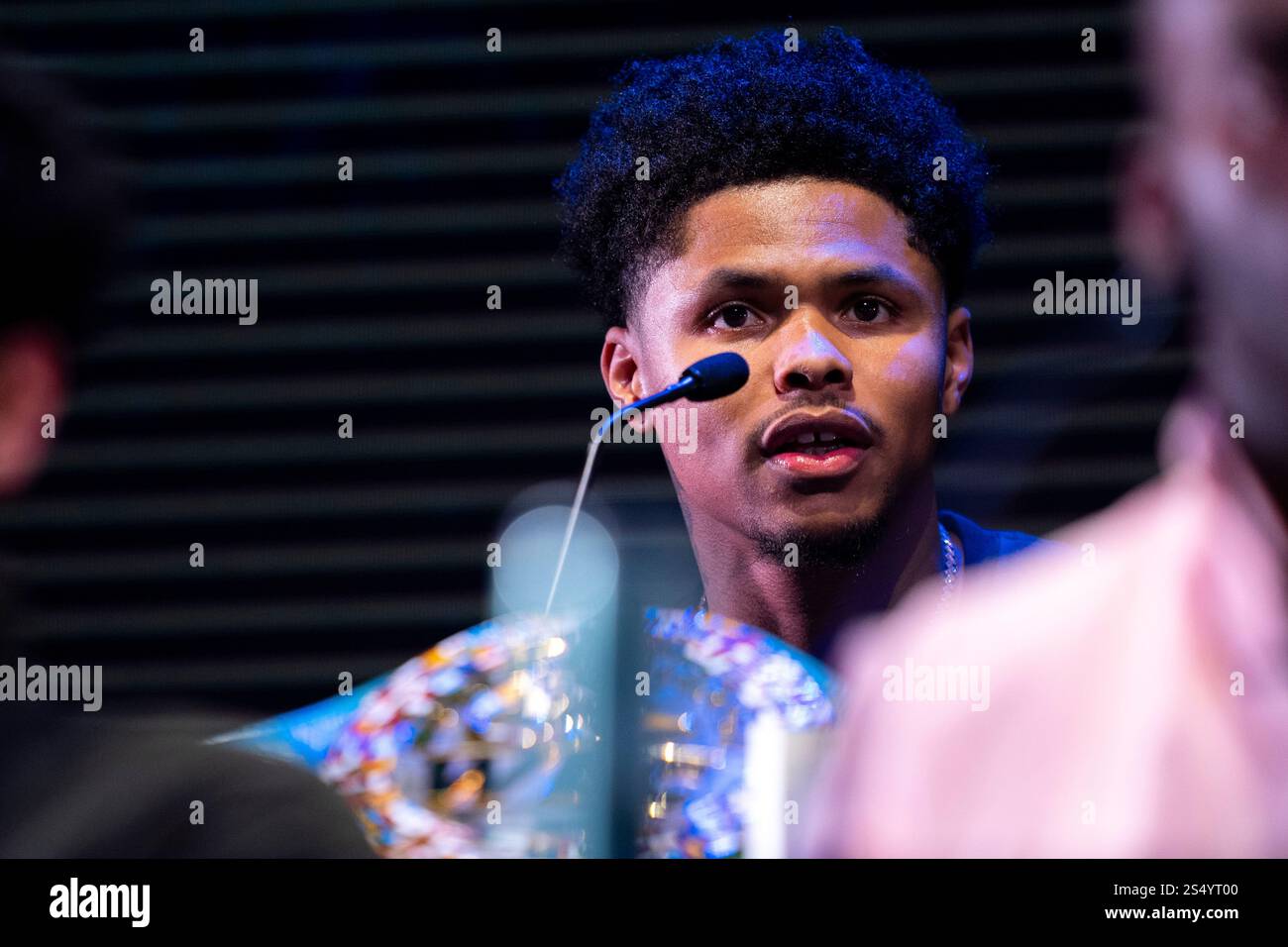 Shakur Stevenson during a press conference at Outernet, London. Picture ...