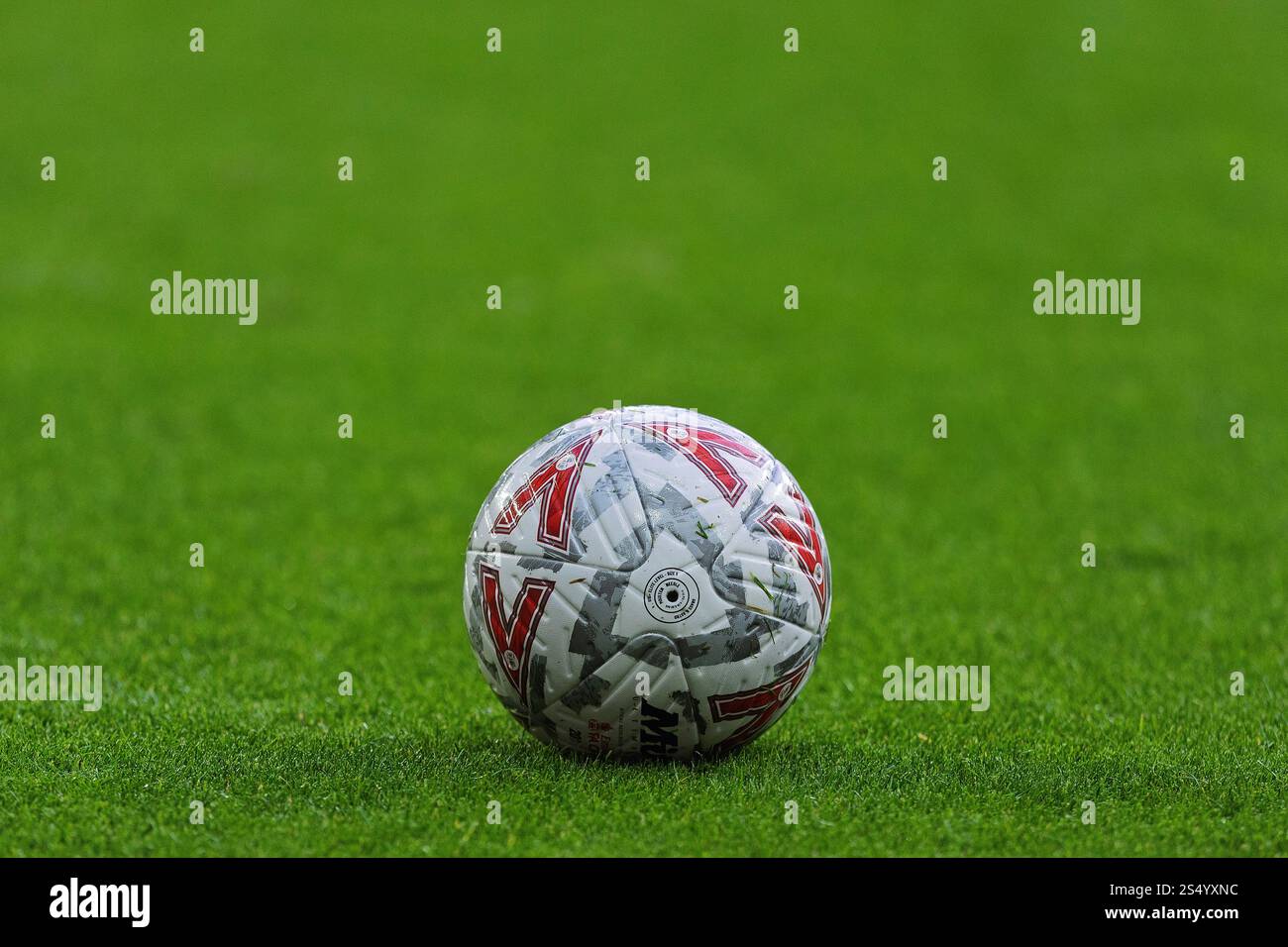 A general view of an Emirates FA Cup match ball during the Emirates FA ...