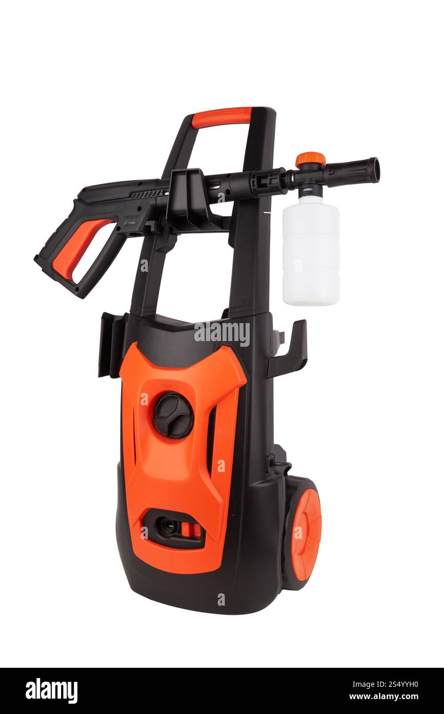 High pressure washer isolated on white background Stock Photo - Alamy
