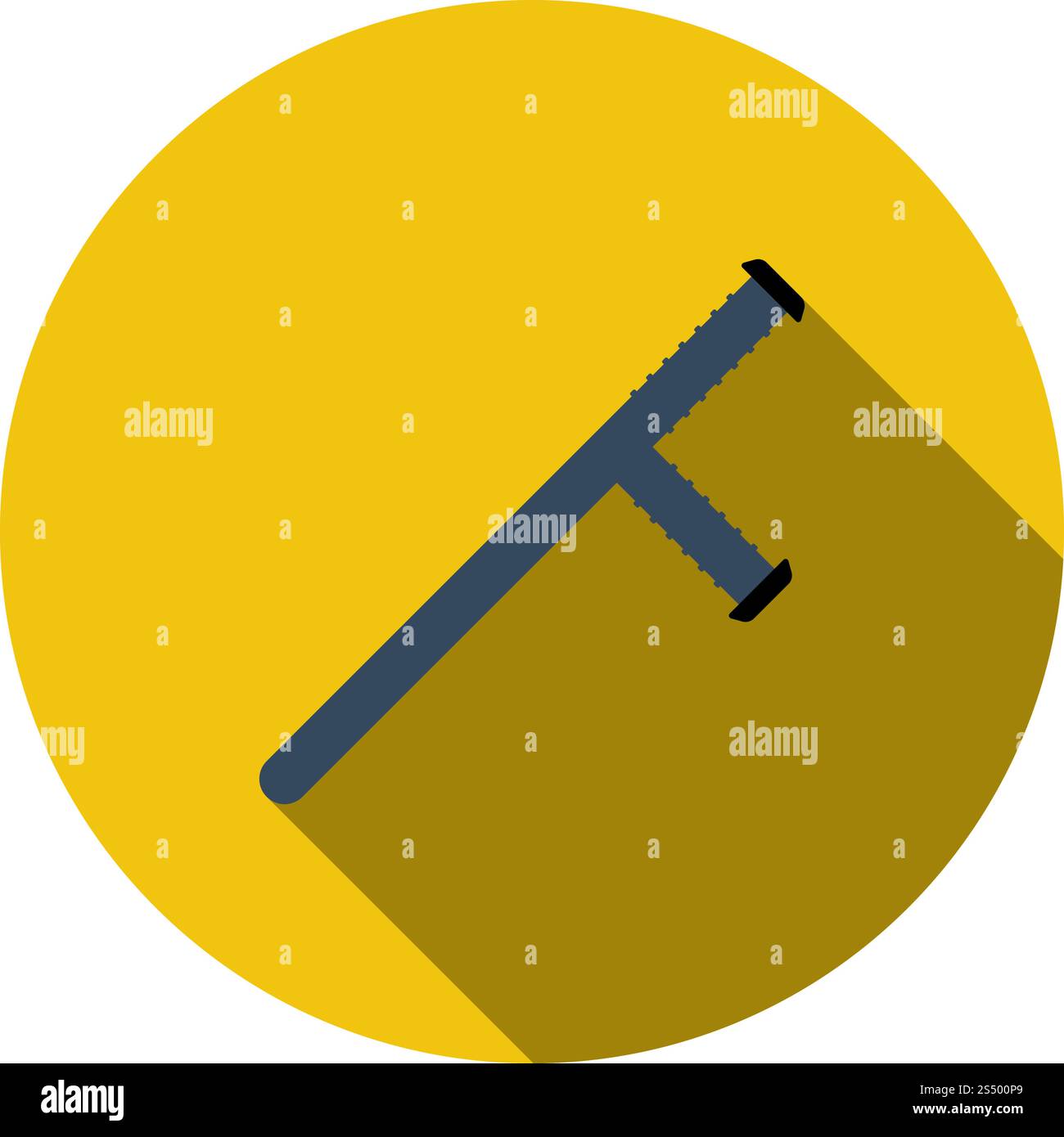Police Baton Icon. Flat Circle Stencil Design With Long Shadow. Vector ...