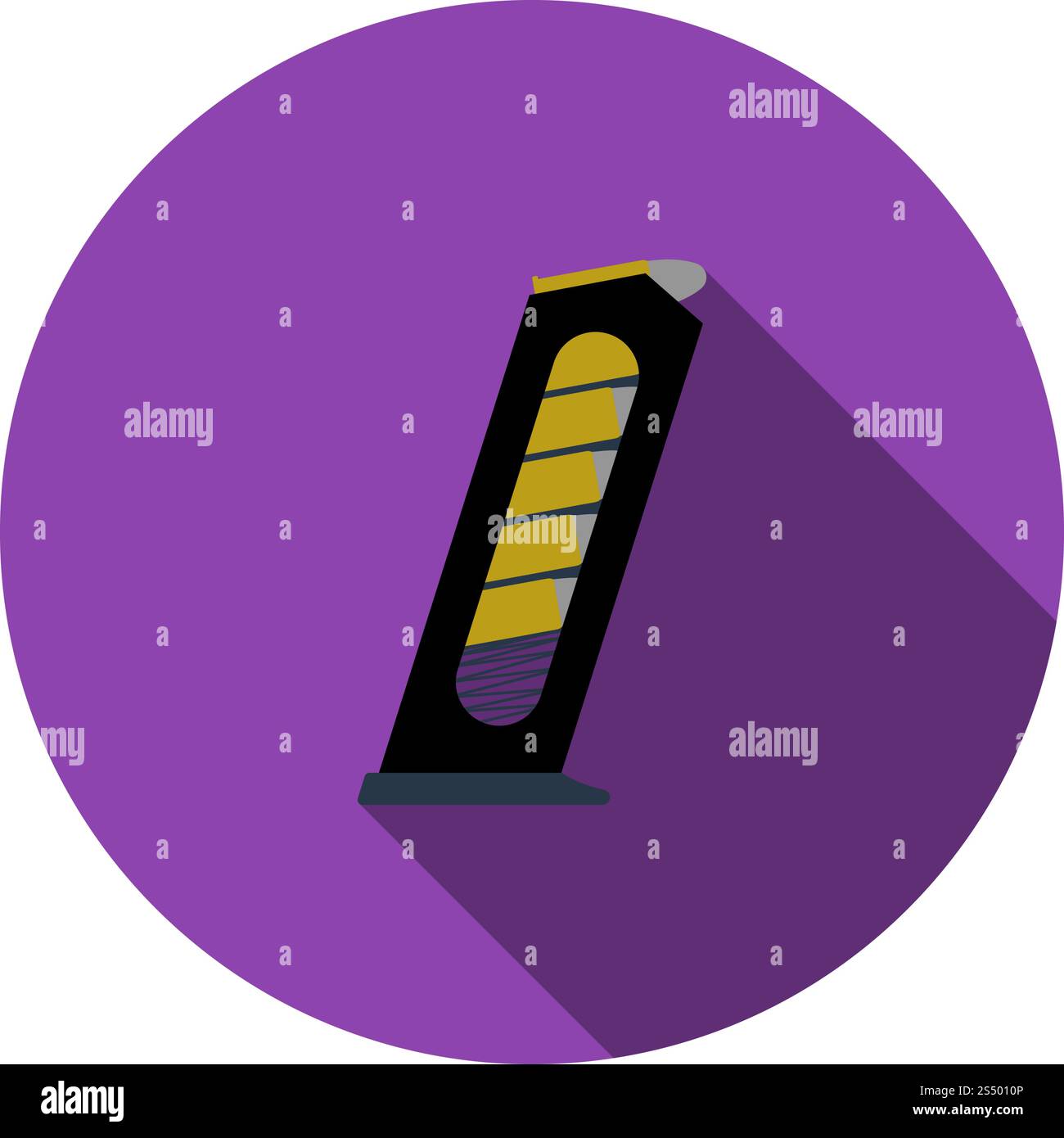 Gun Magazine Icon. Flat Circle Stencil Design With Long Shadow. Vector ...