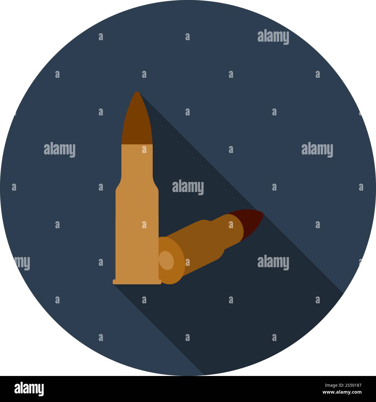 Rifle Ammo Icon. Flat Circle Stencil Design With Long Shadow. Vector ...