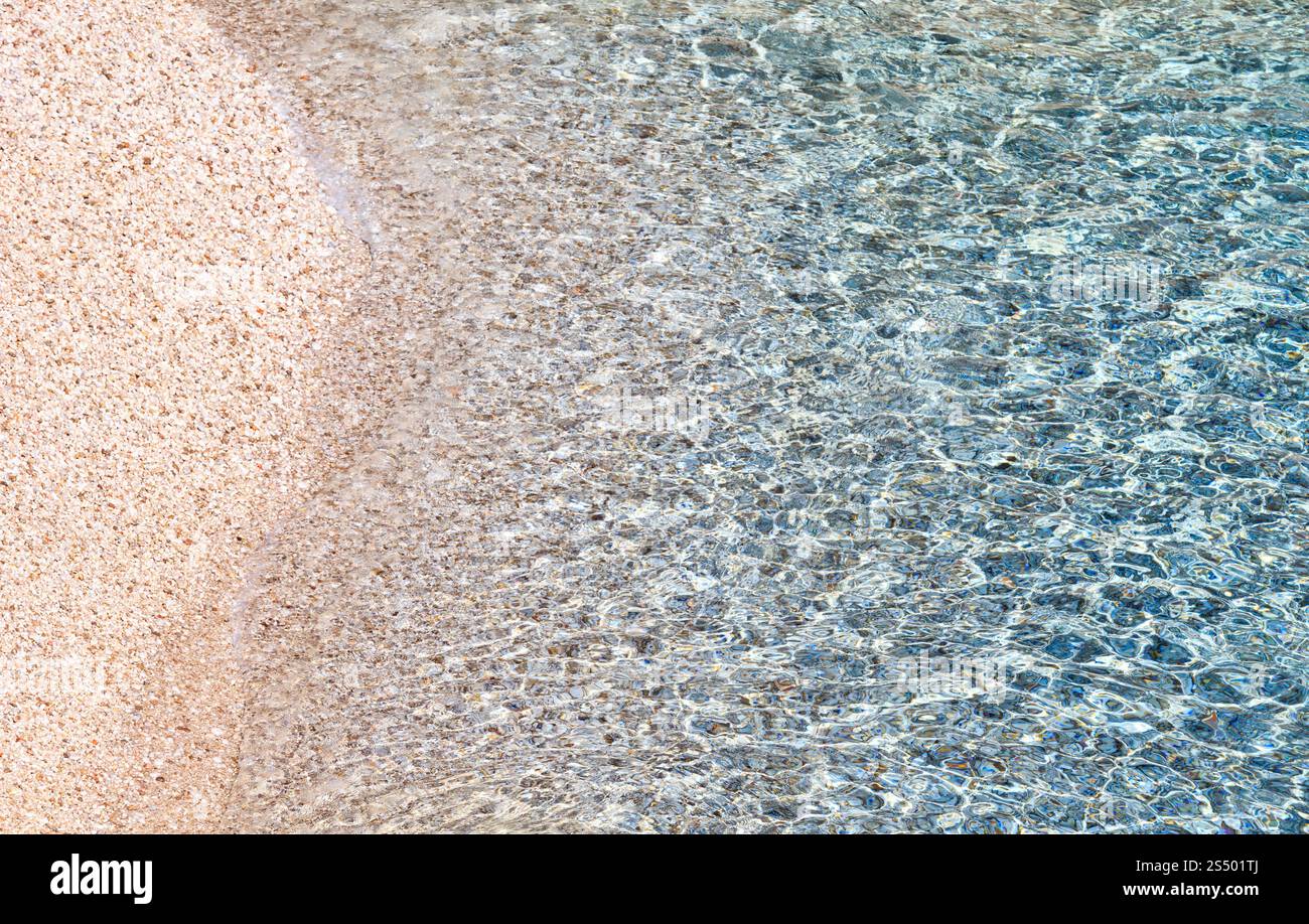 Blue sea ripple flowing water surface with waves on small beach. Nature ...