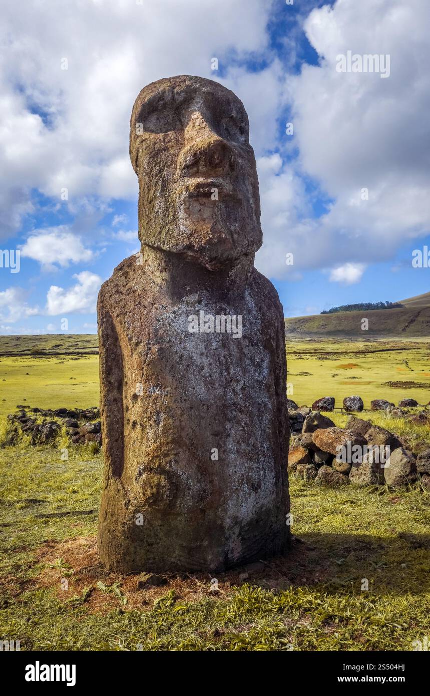 Moai statue, ahu Tongariki, easter island, Chile. Moai statue, ahu ...