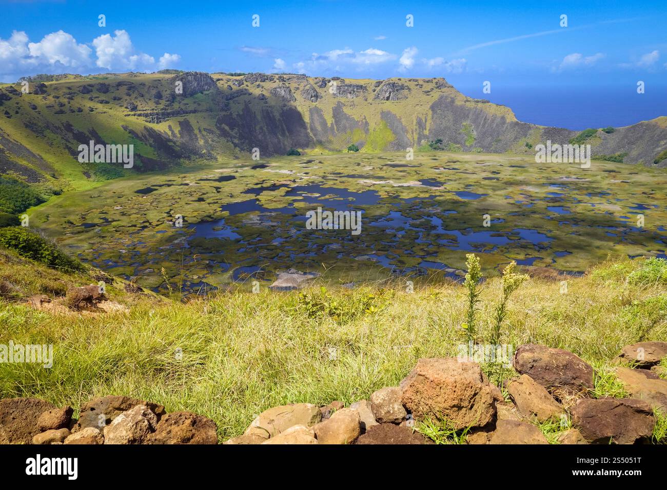 Rano Kau volcano crater in Easter Island, Chile. Rano Kau volcano ...