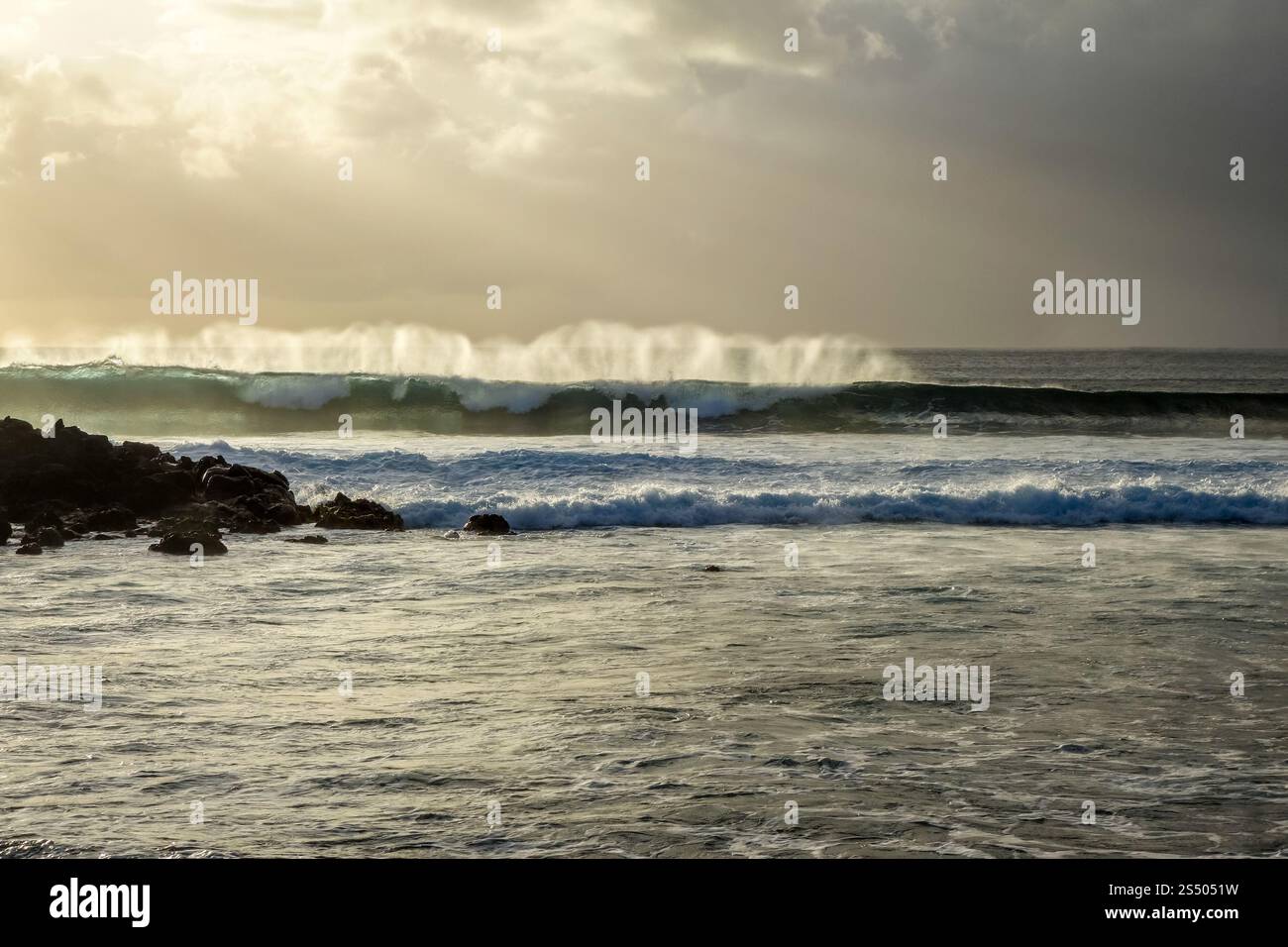 Pacific ocean at sunset on Easter Island, Chile. Pacific ocean at ...