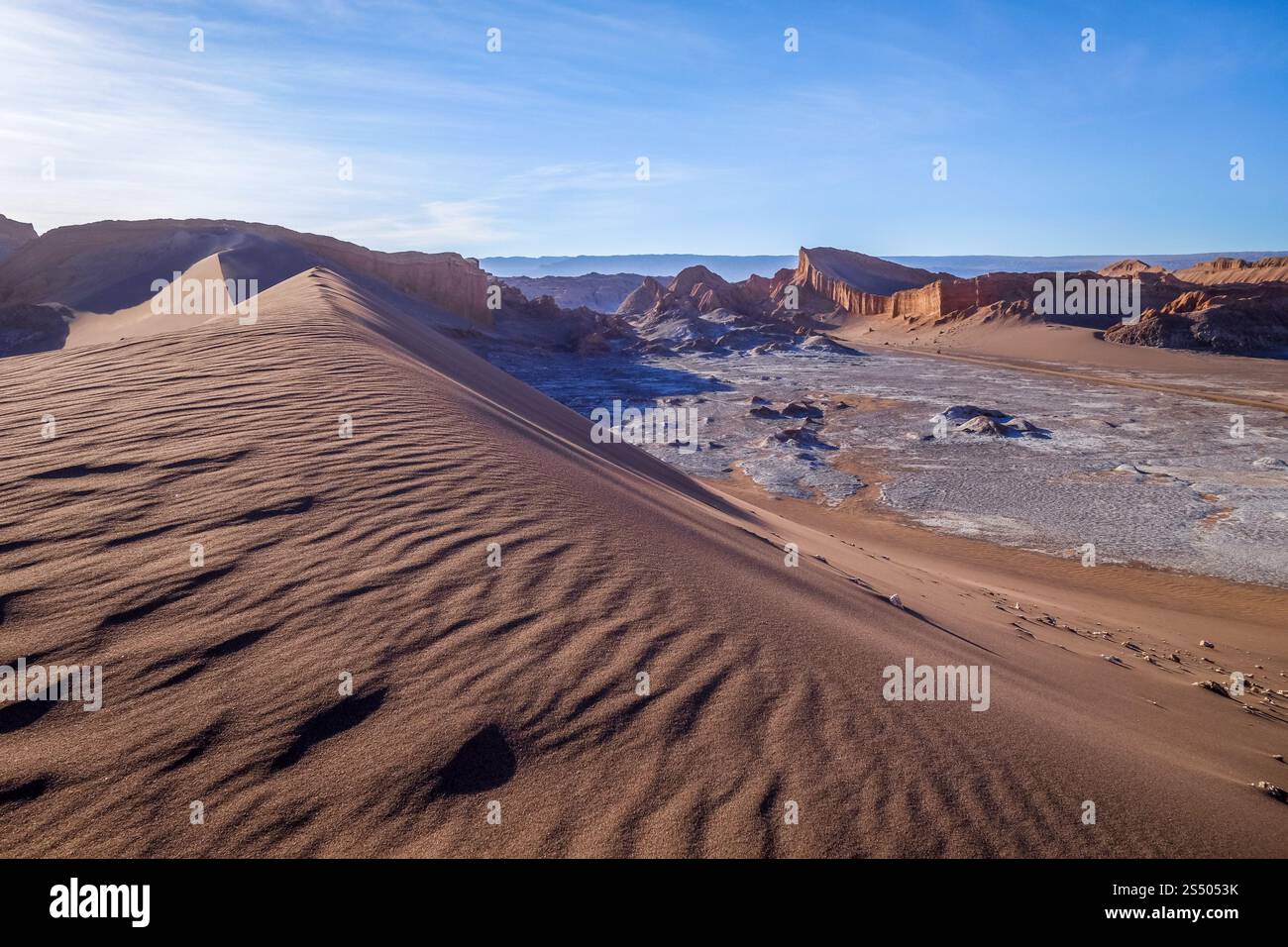 Sand dunes landscape in Valle de la Luna, San Pedro de Atacama, Chile ...