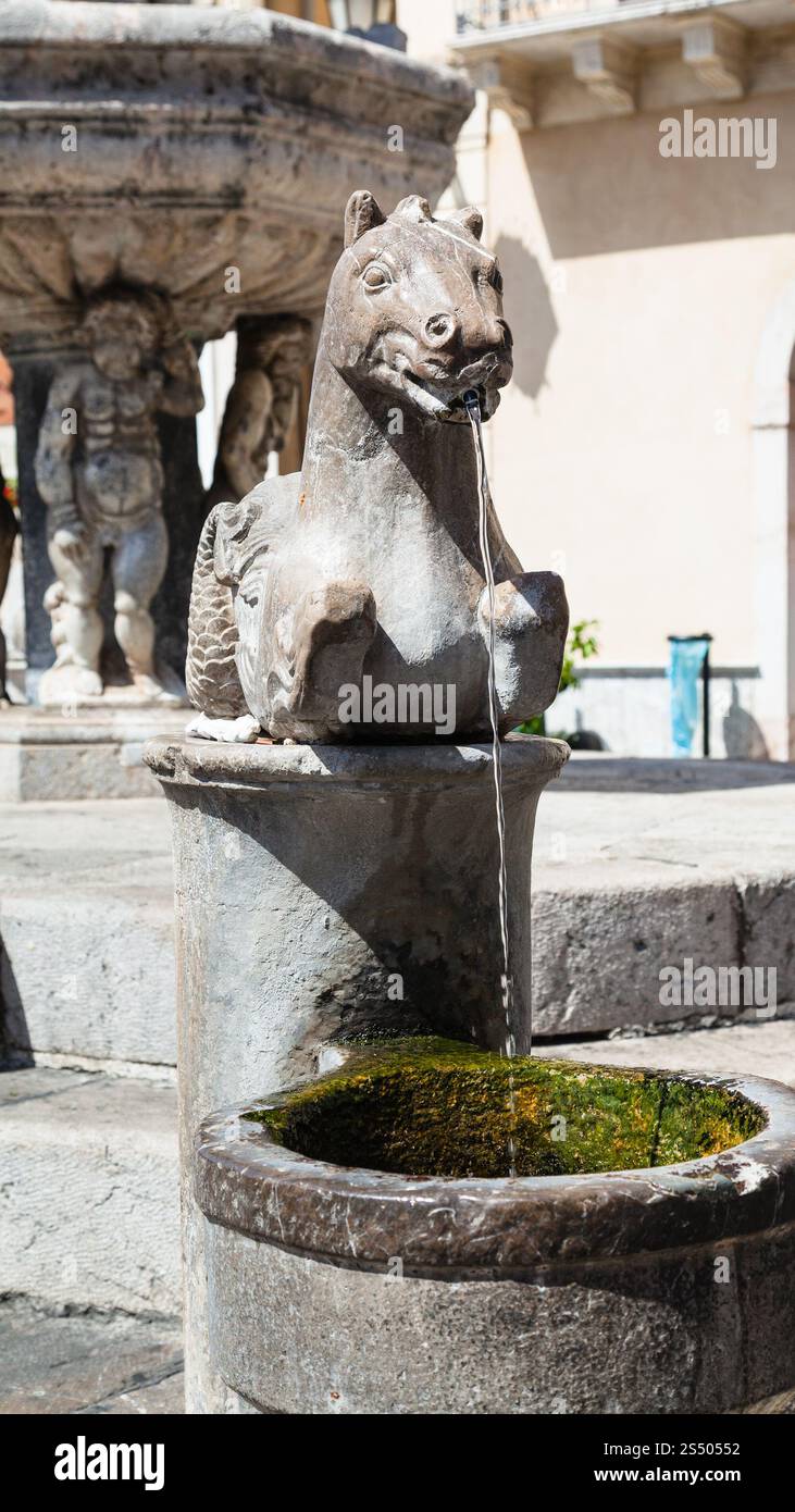 travel to Sicily, Italy - detail of baroque style fountain (4 Fontane ...