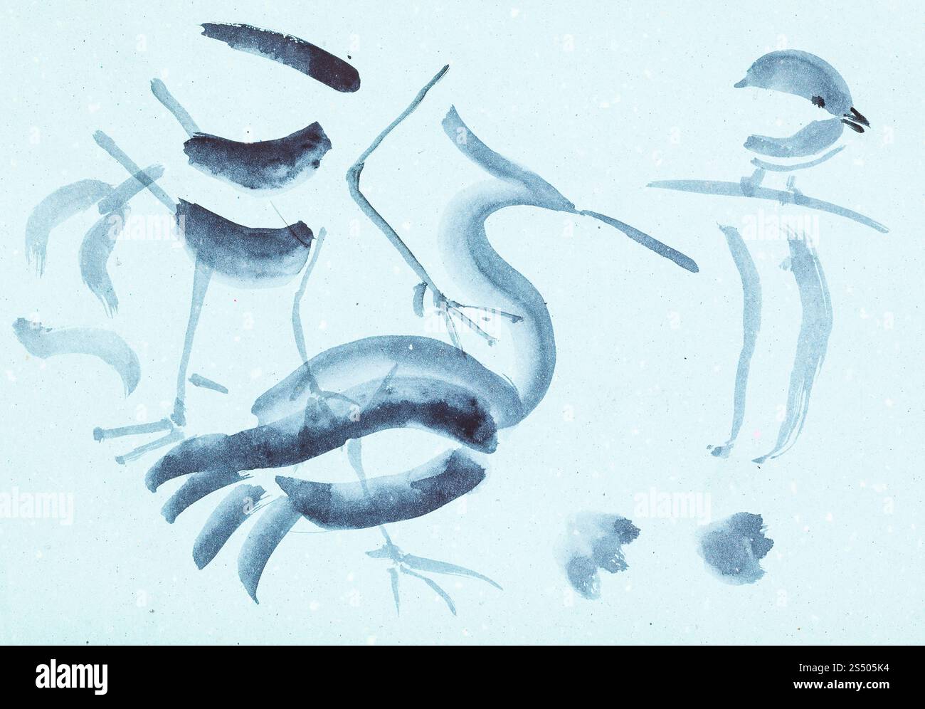 training drawing in suibokuga style with watercolor paints - sketches ...