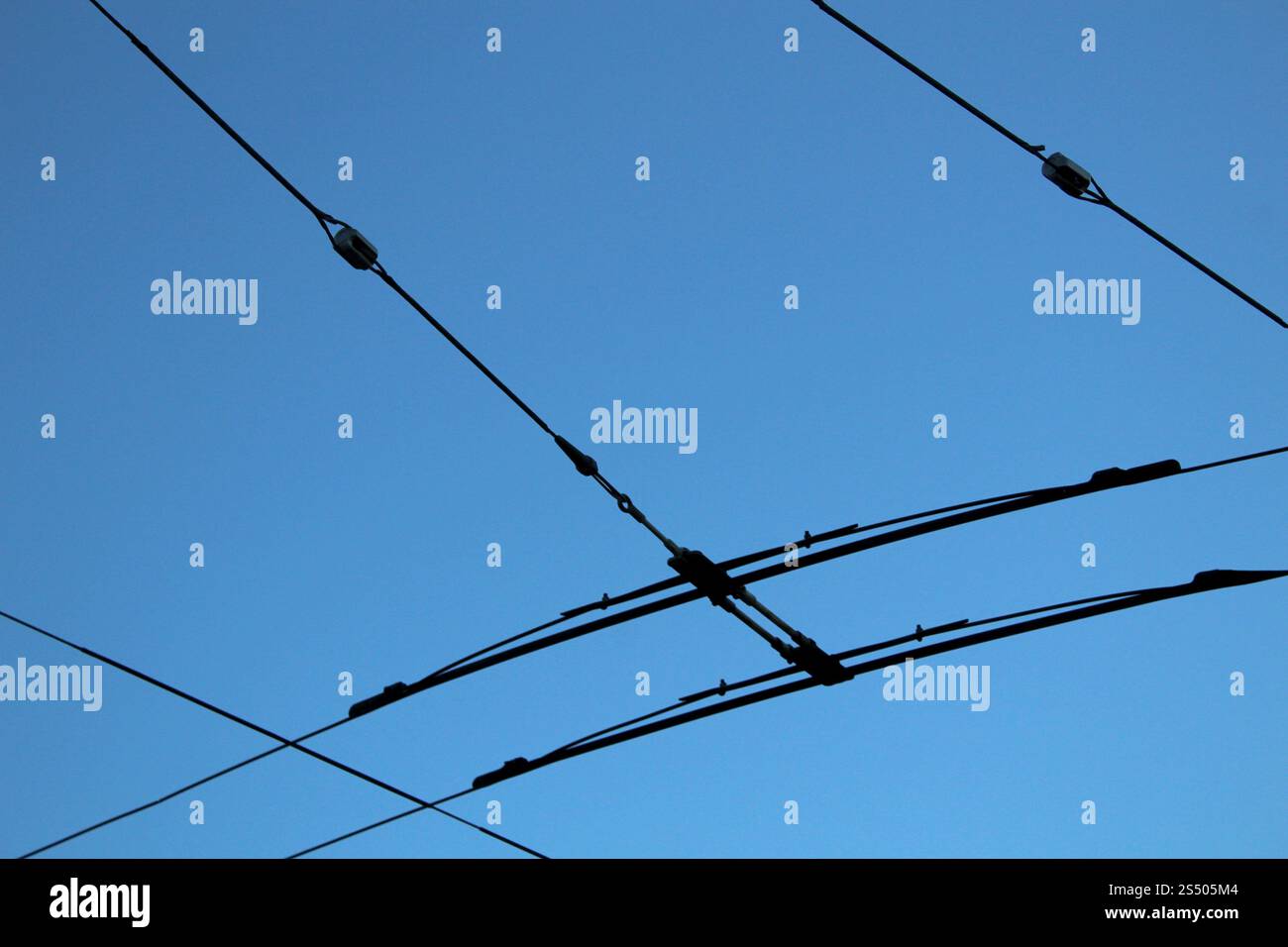 Street Car Cables in The Sky Stock Photo - Alamy