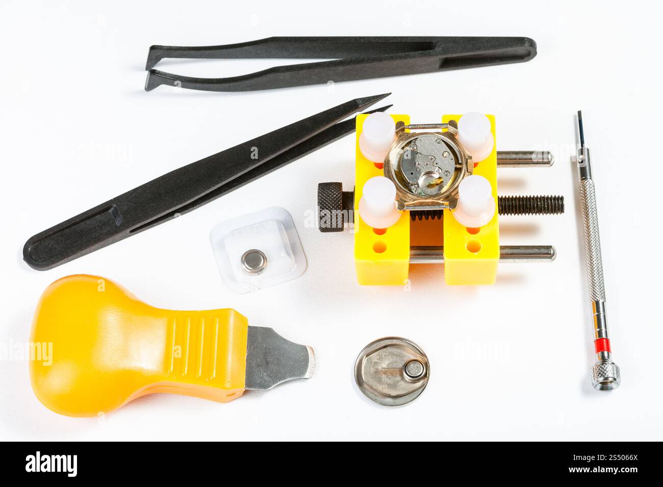 watchmaker workshop - set of various tools for replacing battery in ...