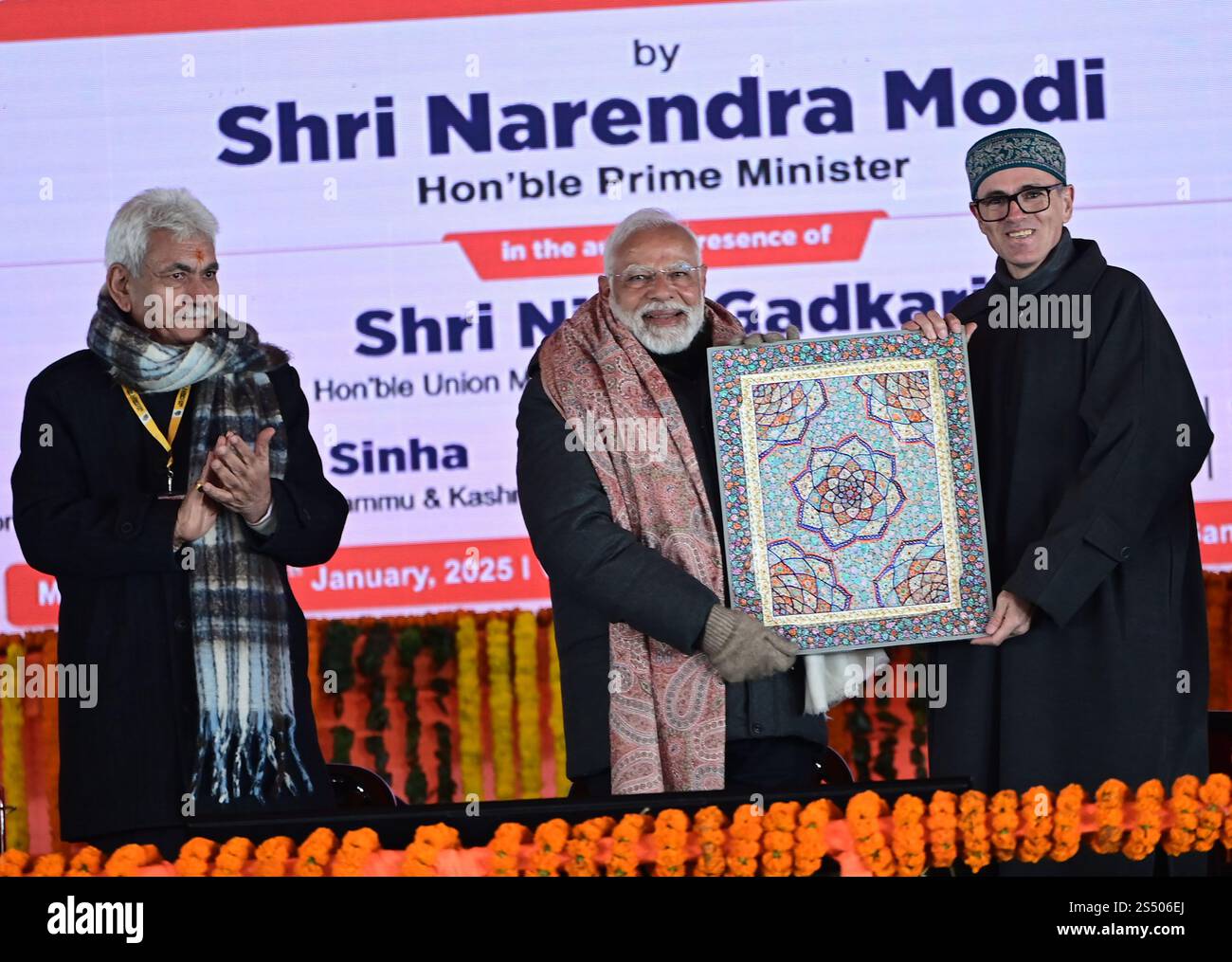 Srinagar, India. 13th Jan, 2025. SRINAGAR, INDIA - JANUARY 13: Prime Minister Narendra Modi ...