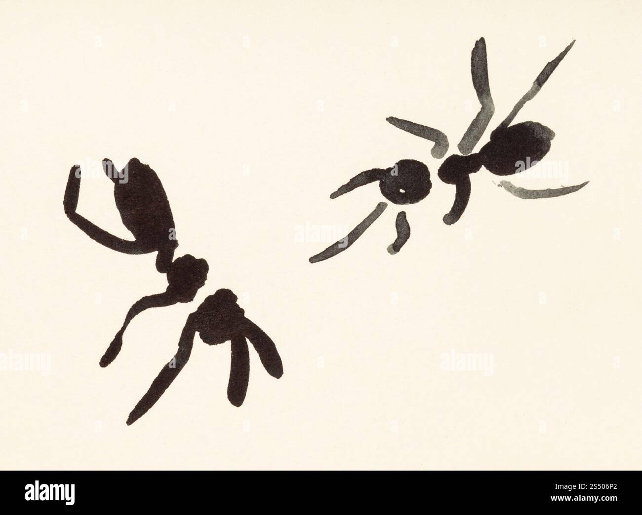 training drawing in suibokuga sumi-e style with watercolor paints - two ...