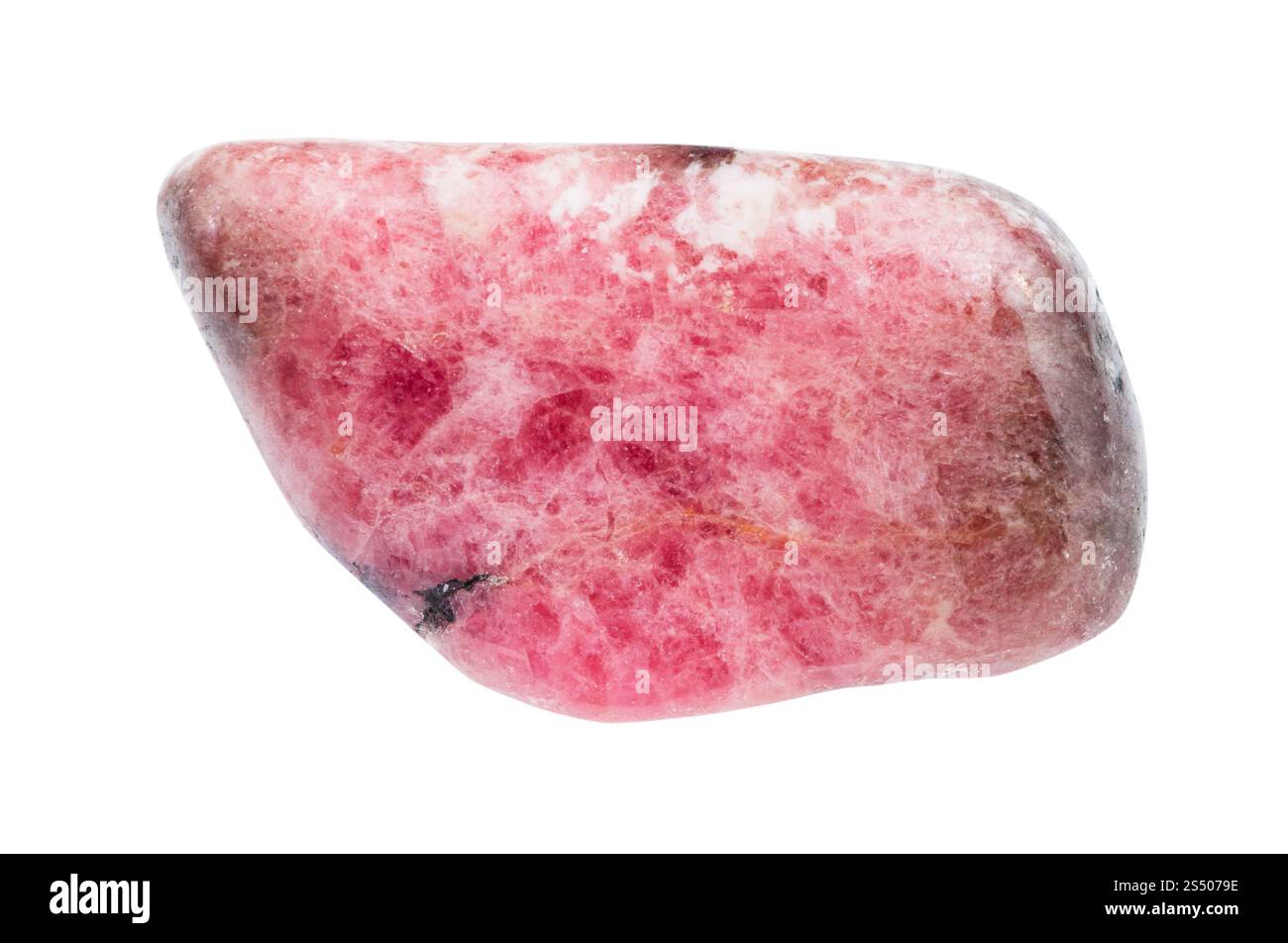 macro shooting of natural mineral stone - tumbled pink rhodonite ...