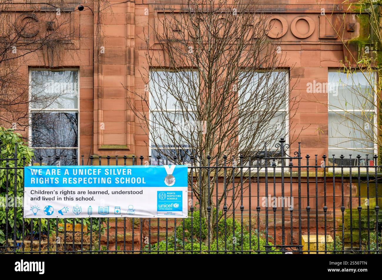 A Unicef Silver Rights Respecting School banner, Langside Primary ...
